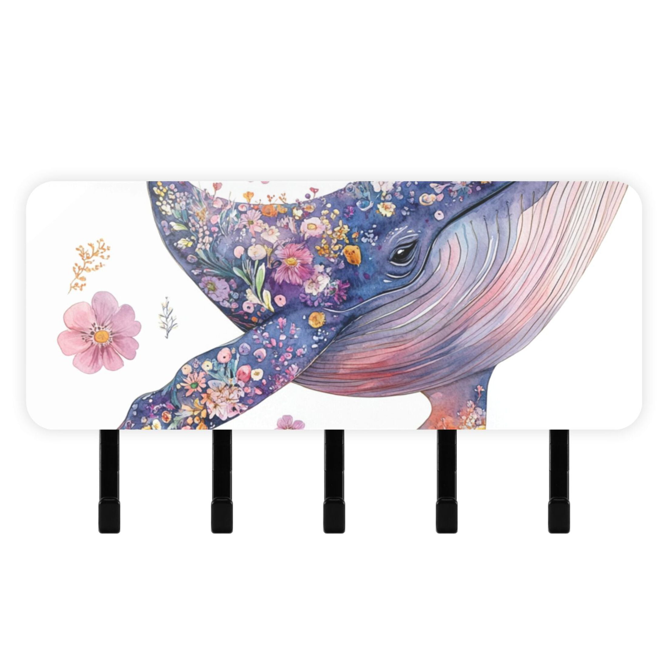 Flowers and Whale Key Holder for Wall Mail Holder Organizer with 5 Key ...