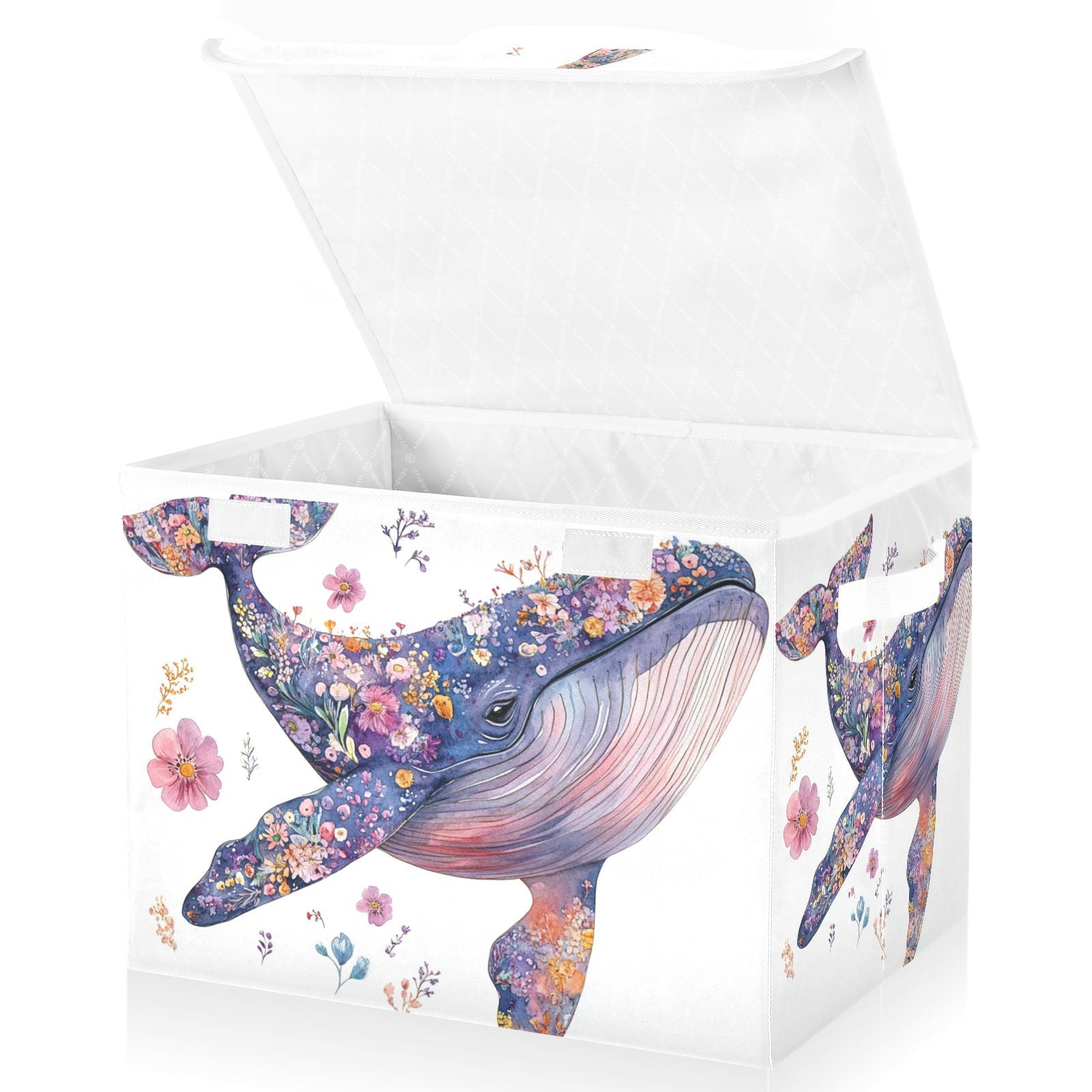 Flowers and Whale Storage Basket for Shelves Foldable Container ...