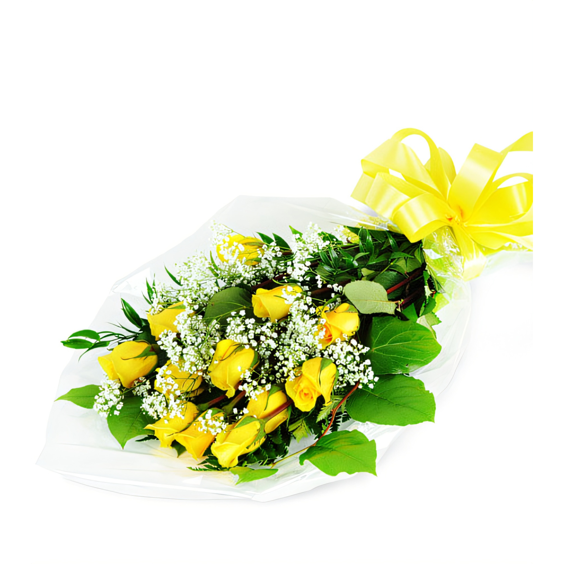 Flowers by Frances Perfect Wrapped Long-stemmed Yellow Roses - Deluxe ...