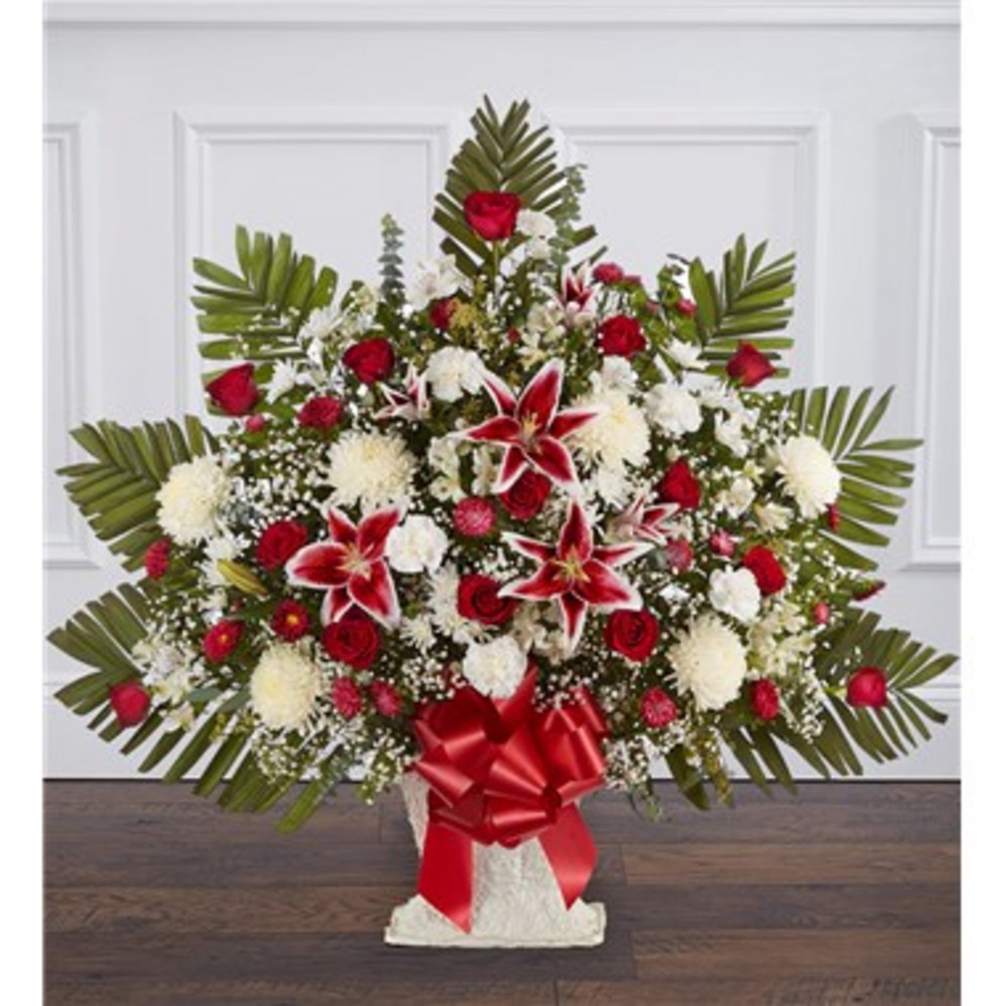 Flowers by Ray Red Rose And Lily Floor Basket - Small - Walmart.com