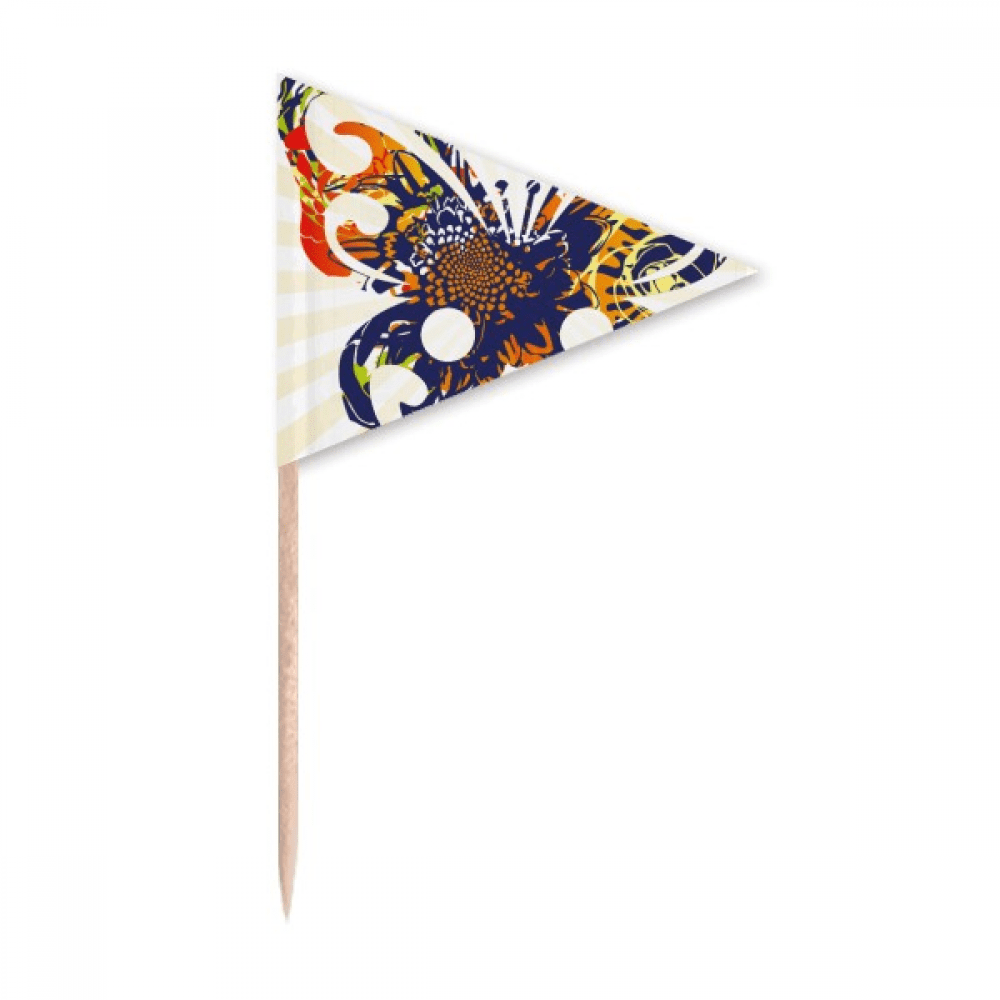 Flowers in Art Deco Fashion Toothpick Triangle Cupcake Toppers Flag ...