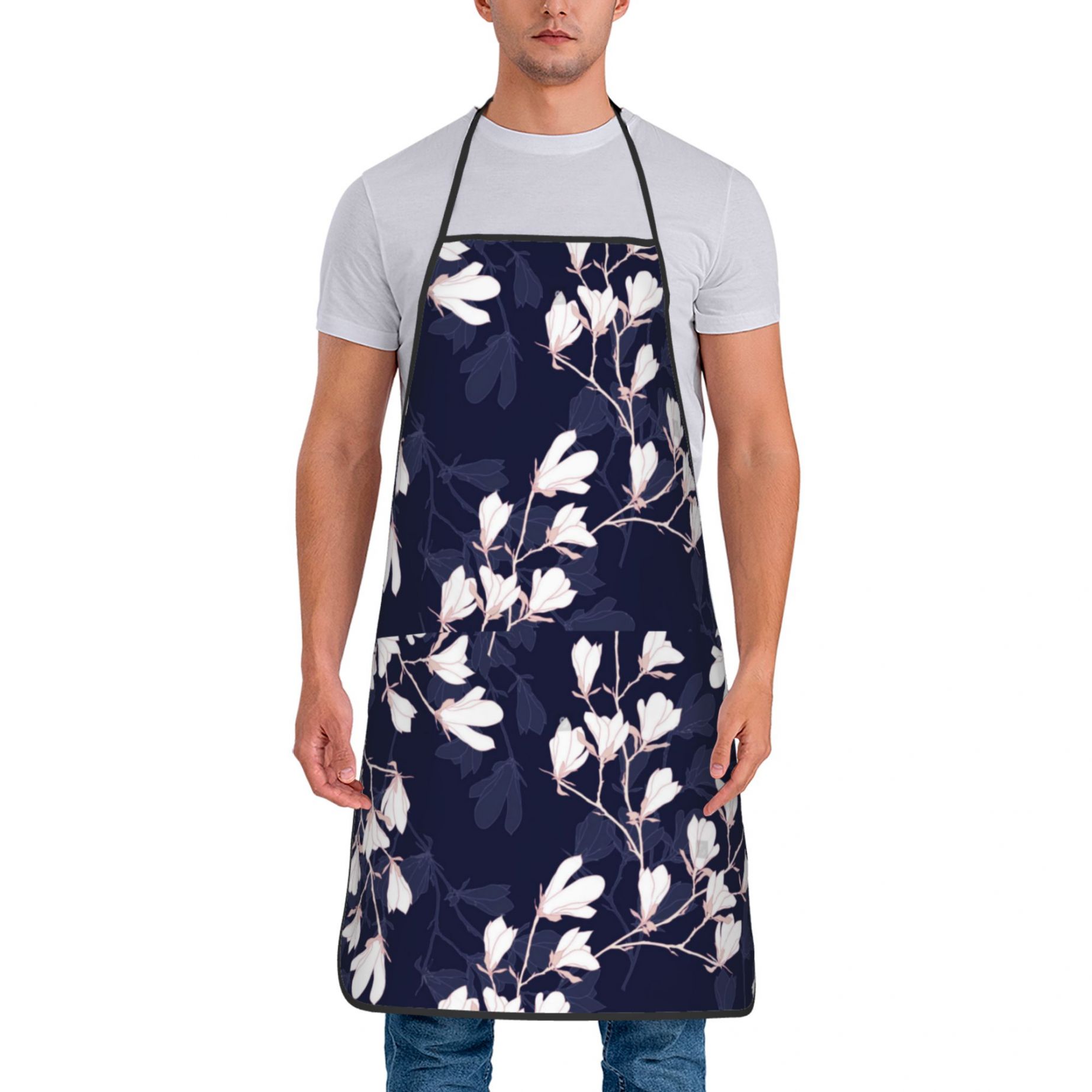 Flowers in Blue1 Aprons for Women Men Waterproof Apron Kitchen Chef ...