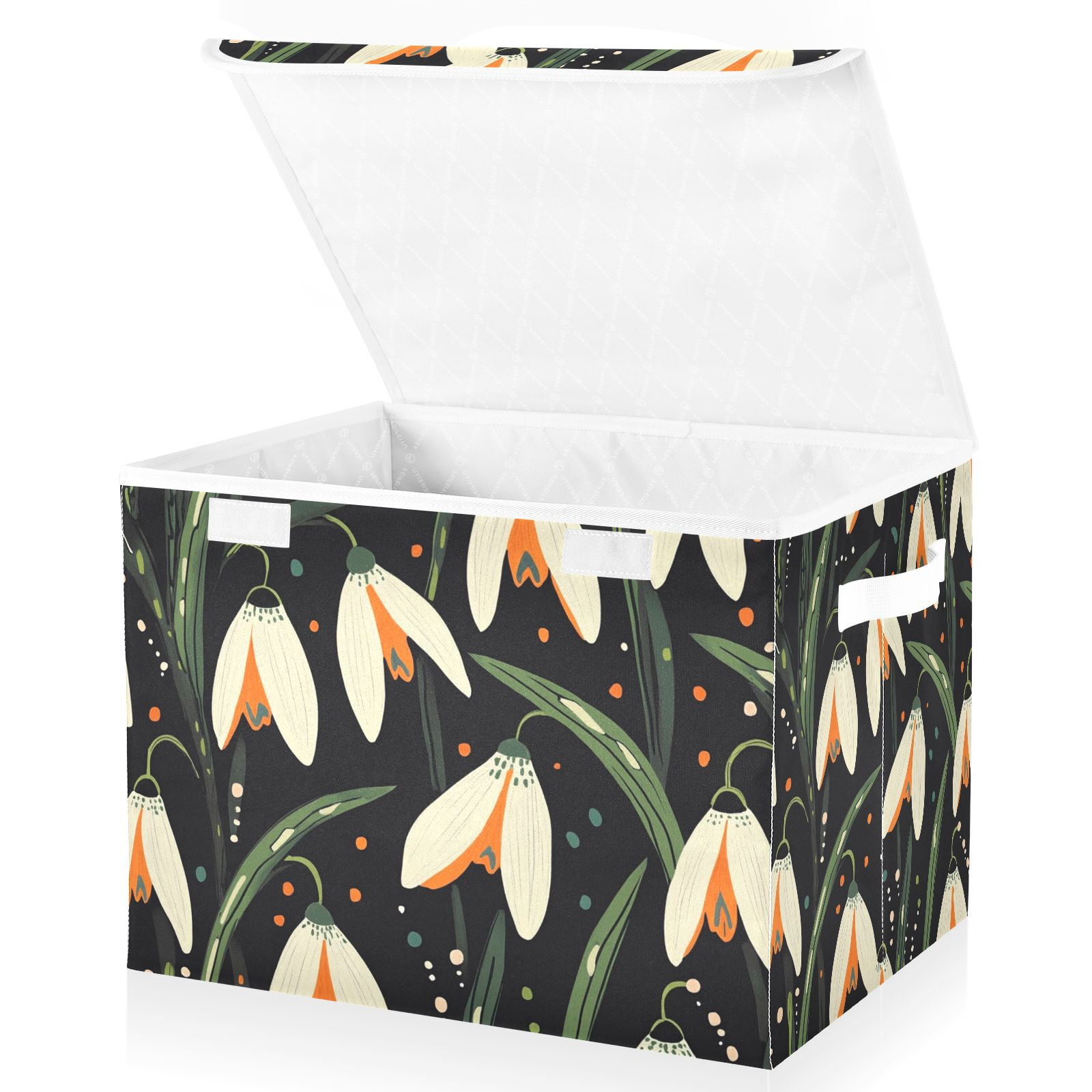 Flowers in Dark Storage Basket for Shelves Foldable Container Organizer ...