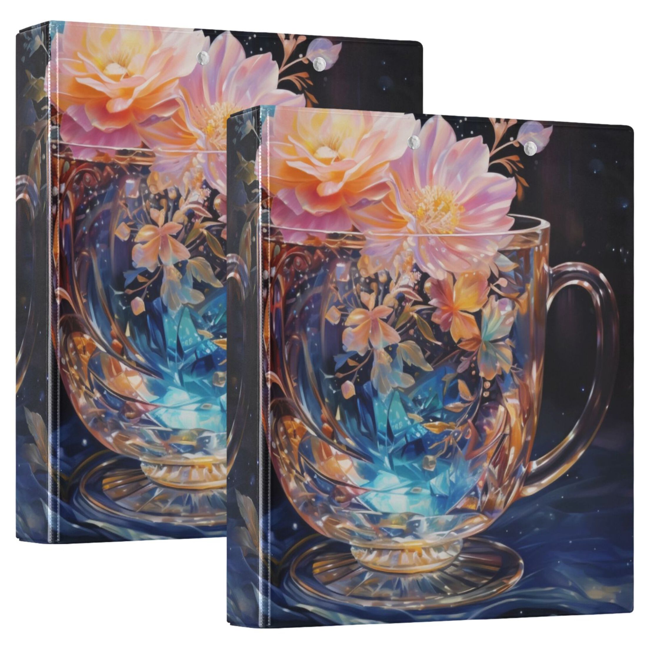 Flowers in Glass Hardcover 3 Ring Binder 1.5 inch Round Rings with ...