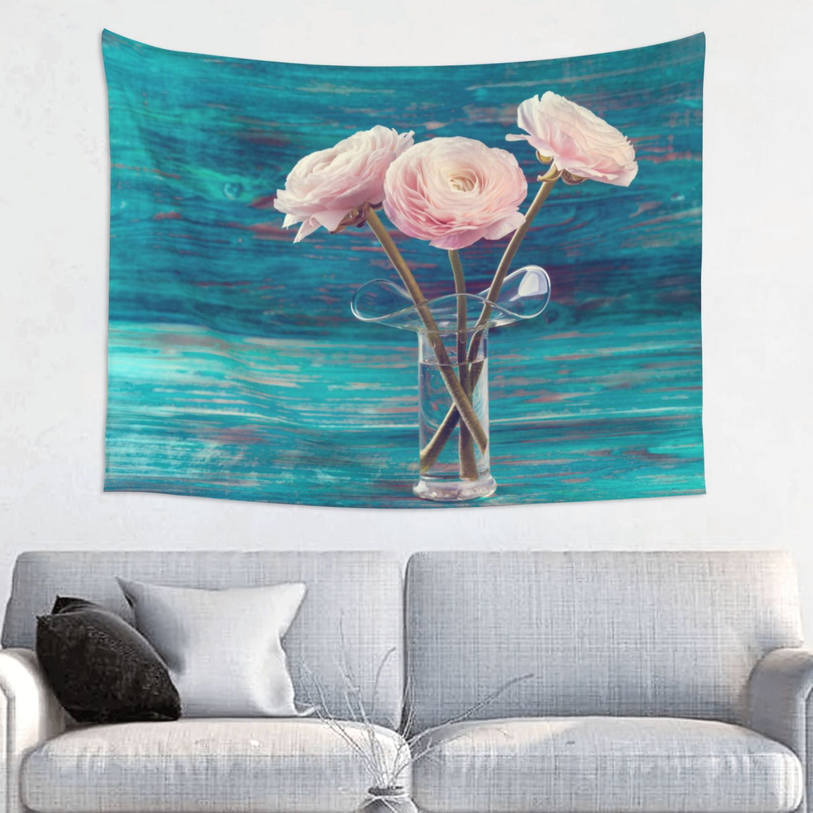 Flowers in Glass Vase Tapestry Home Decor Tapestry Wall Hanging ...