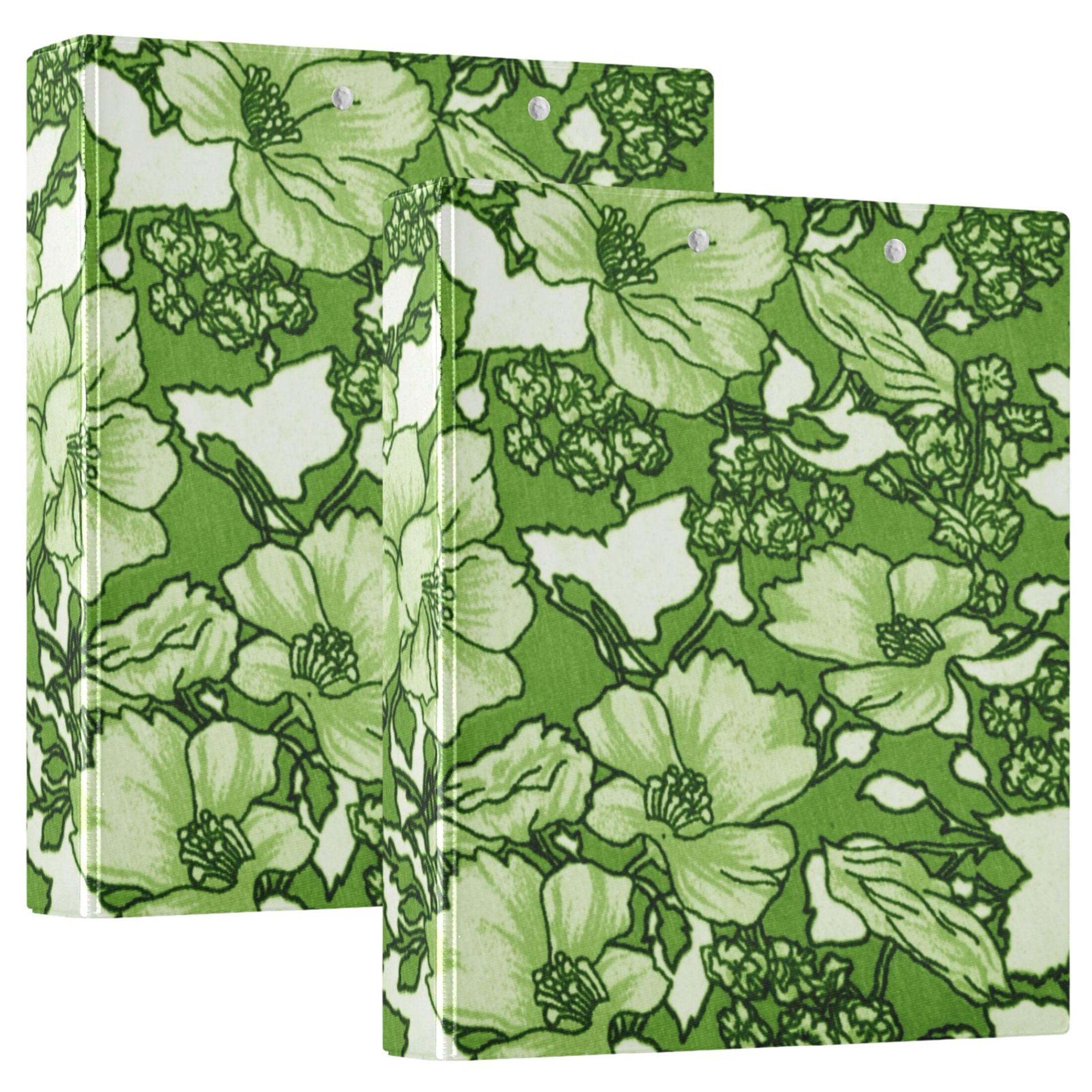 Flowers in Green Leaves Hardcover 3 Ring Binder 1.5 inch Round Rings ...