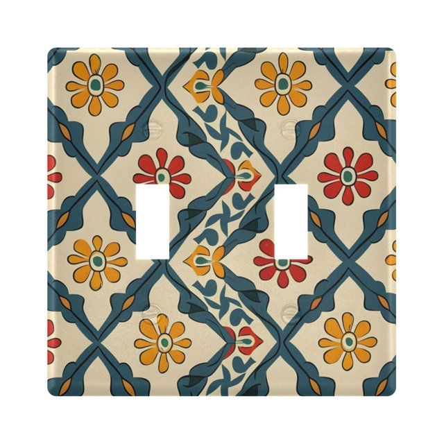 Flowers in Square Light Switch Plate Covers 2 Gang Wall Plate Plastics ...