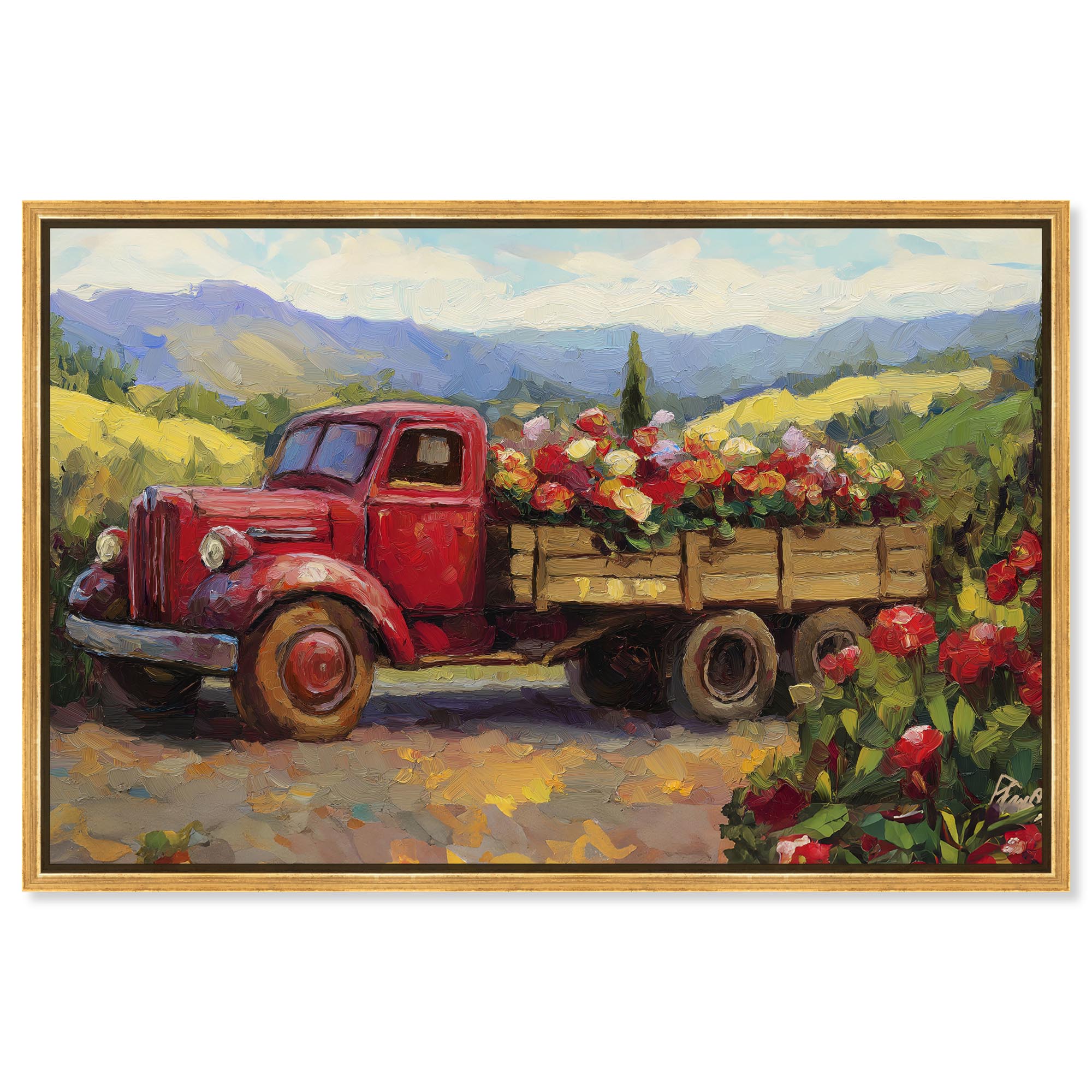 Flowers in Transit II Canvas Farmhouse Prints by Art Remedy, Gold Frame ...