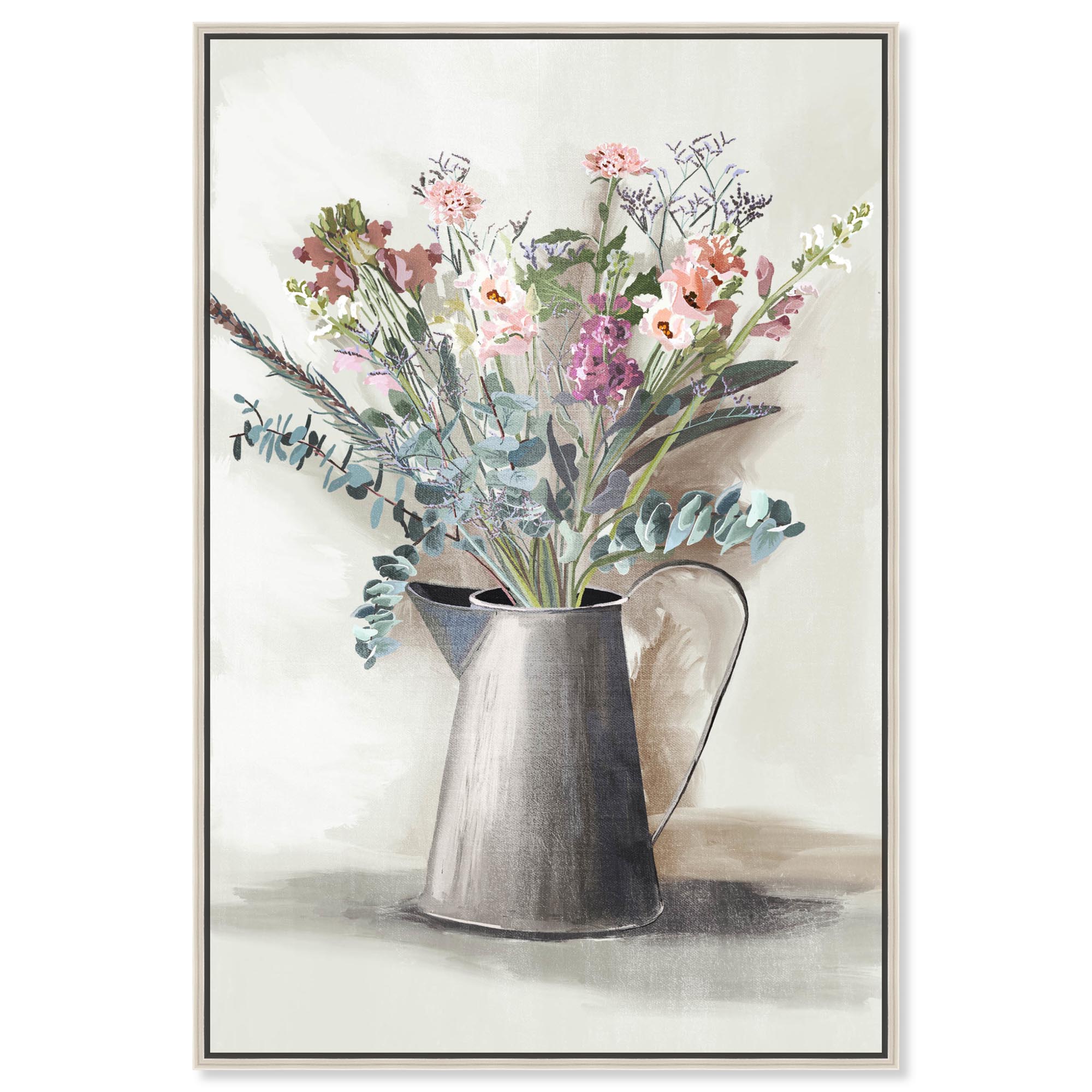 Flowers in a Pitcher Canvas Delicate Farmhouse Wall Art by Art Remedy ...