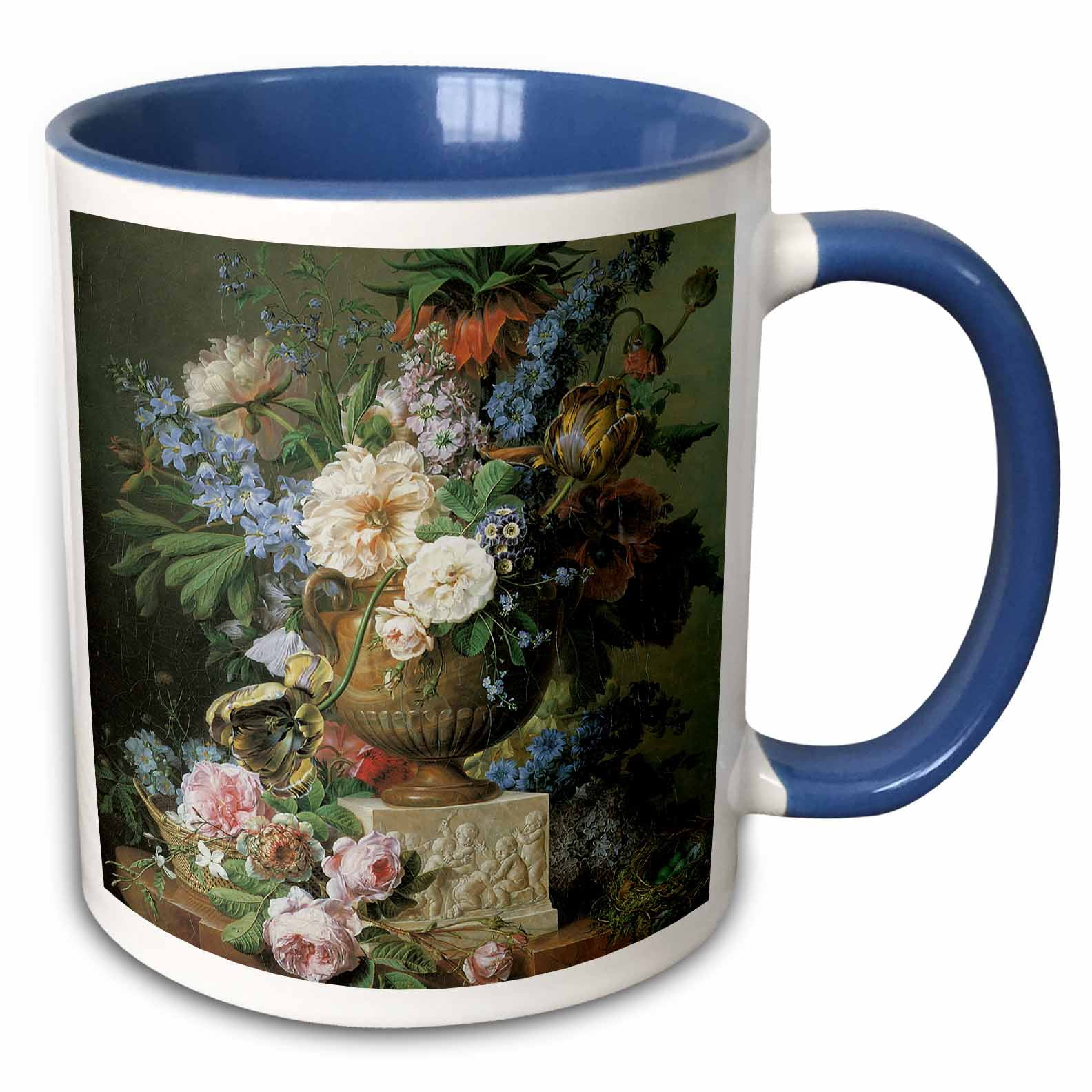 Flowers in an Alabaster Vase with a Birds Nest by Gerard Van Spaendonck ...