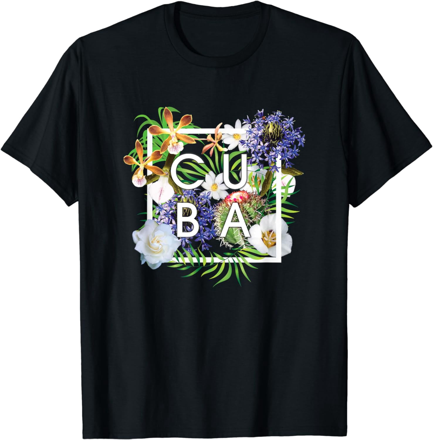 Flowers of Cuba Word Art - Cuban Pride T-Shirt - Walmart.com