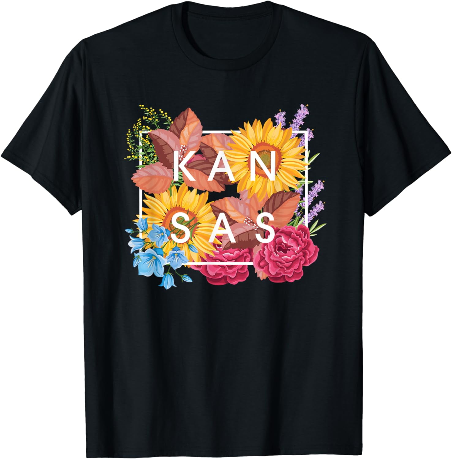 Flowers of Kansas Word Art - Kansan State Pride T-Shirt - Walmart.com