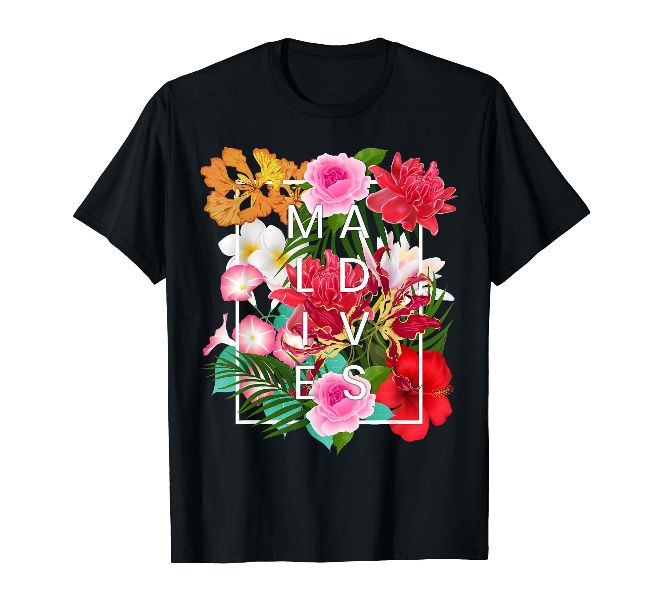 Flowers of Maldives Word Art - Maldives Vacation Souvenir T-Shirt ...