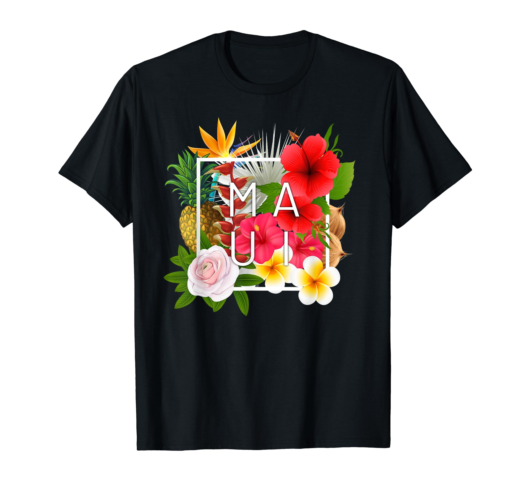 Flowers of Maui Word Art - Hawaiian Island Souvenir T-Shirt - Walmart.com
