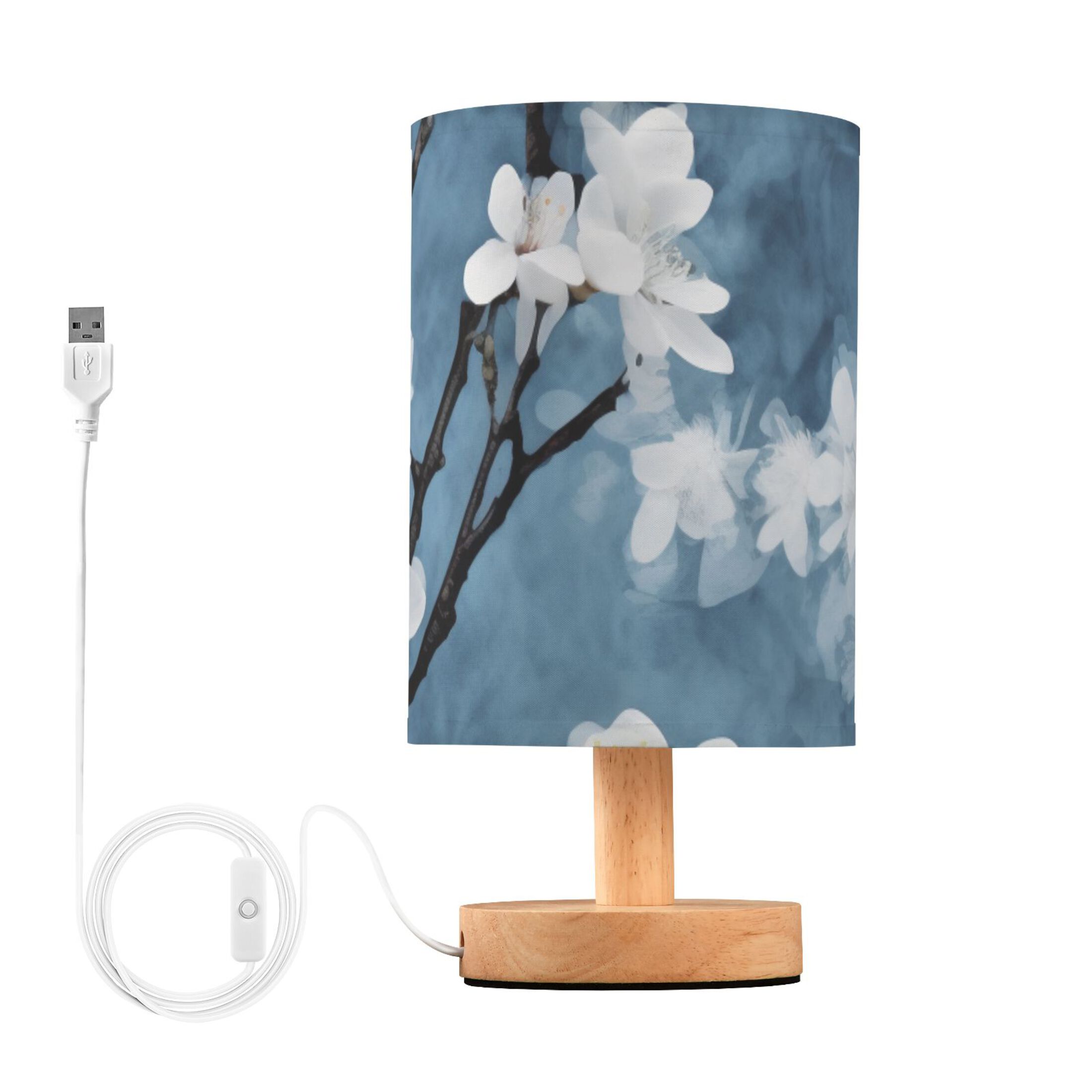 Flowers on Branches Bedside Table Lamp LED Warm Lights with USB ...