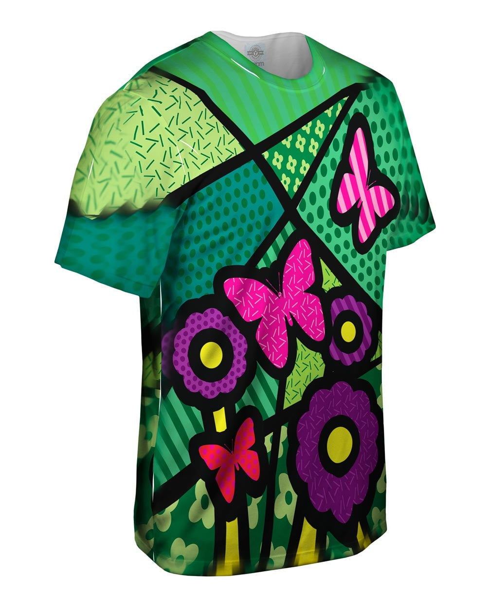 Flowers on Green Mens T-Shirt All Over Print - Walmart.com