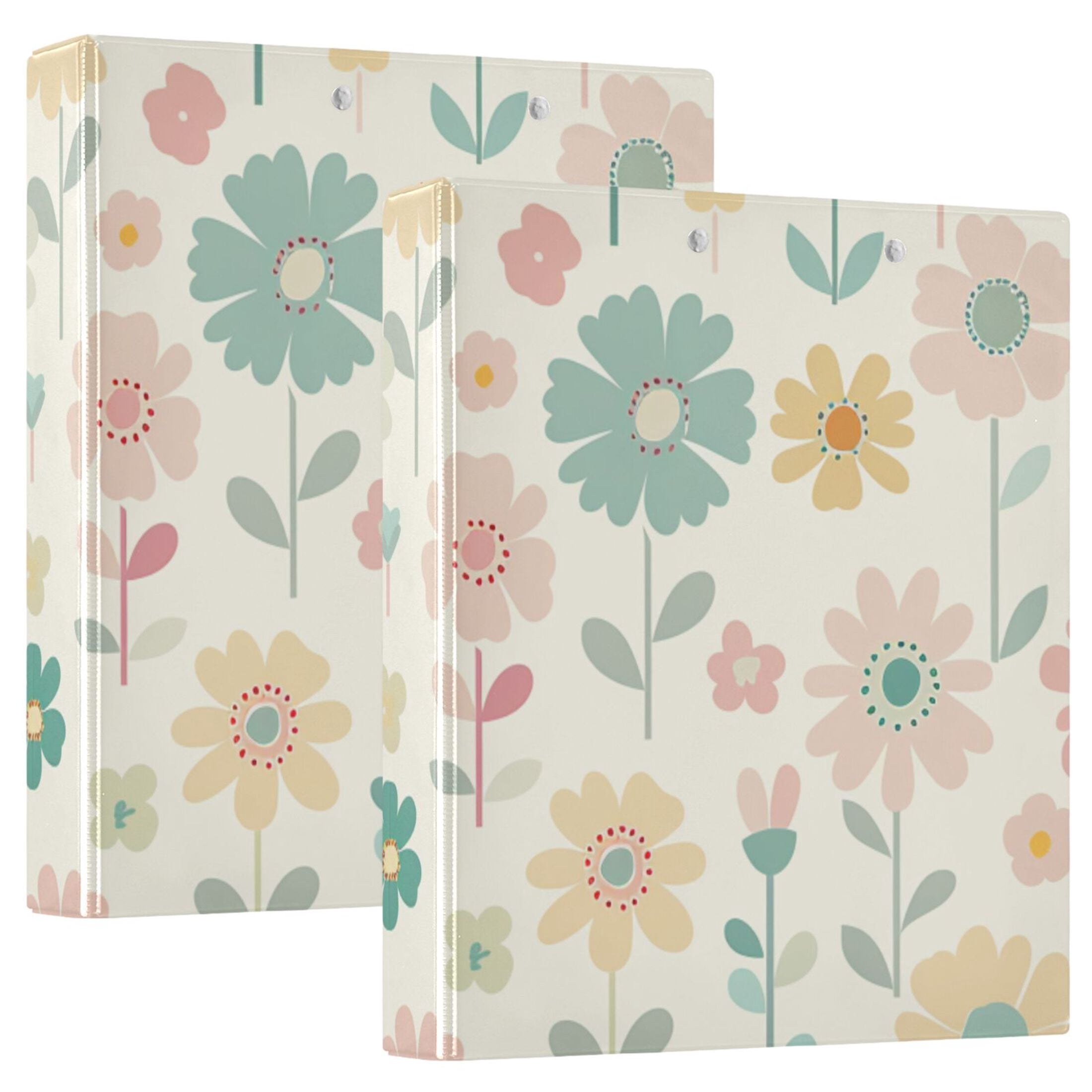 Flowers on Yellow 3 Ring Binders 1.5 inch Hardcover File Folders with ...