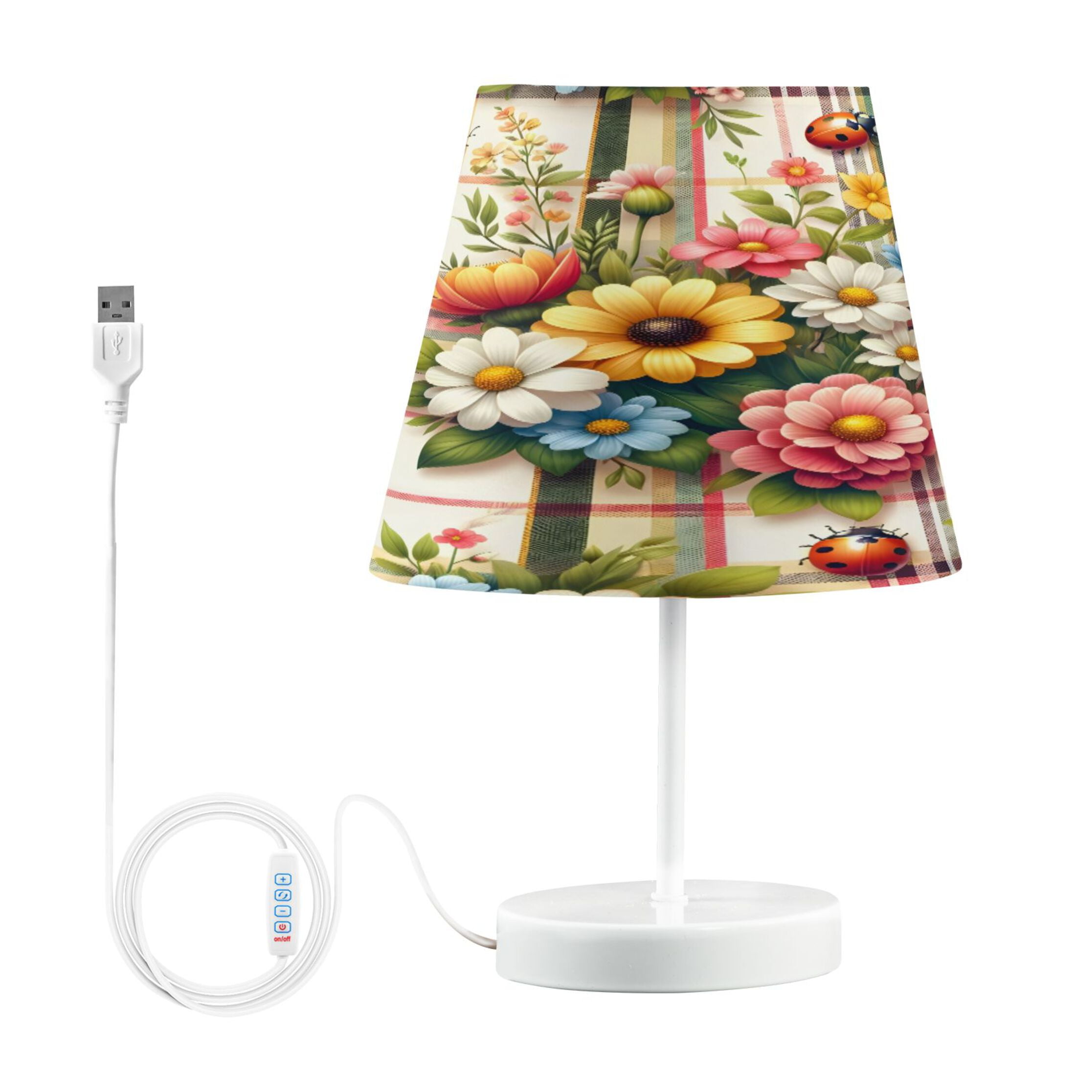 Flowers with Lady Bugs Desk Lamp LED Table Nightstand Lamps with 3 ...