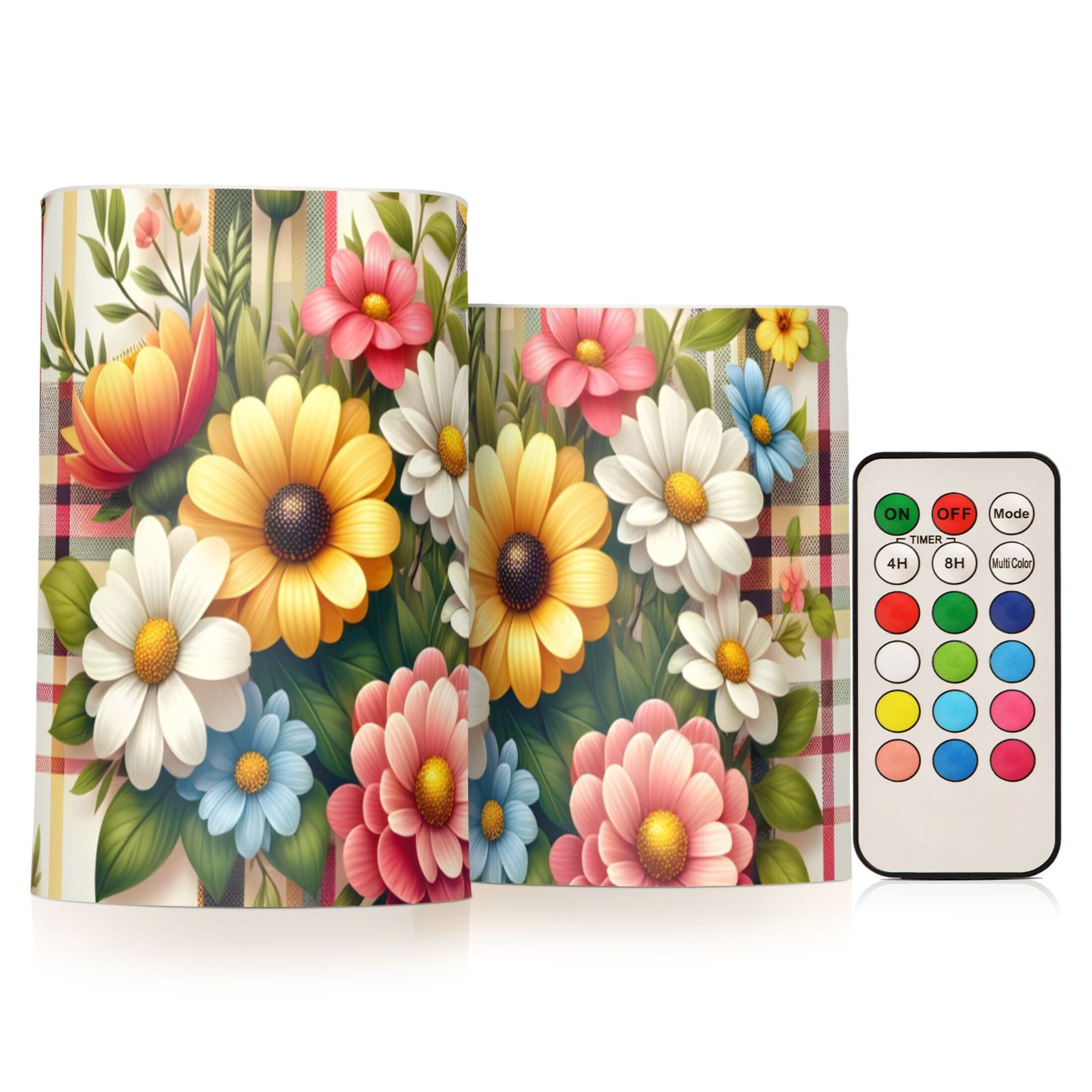 Flowers with Lady Bugs Flickering Flameless LED Candles set of 2 ...