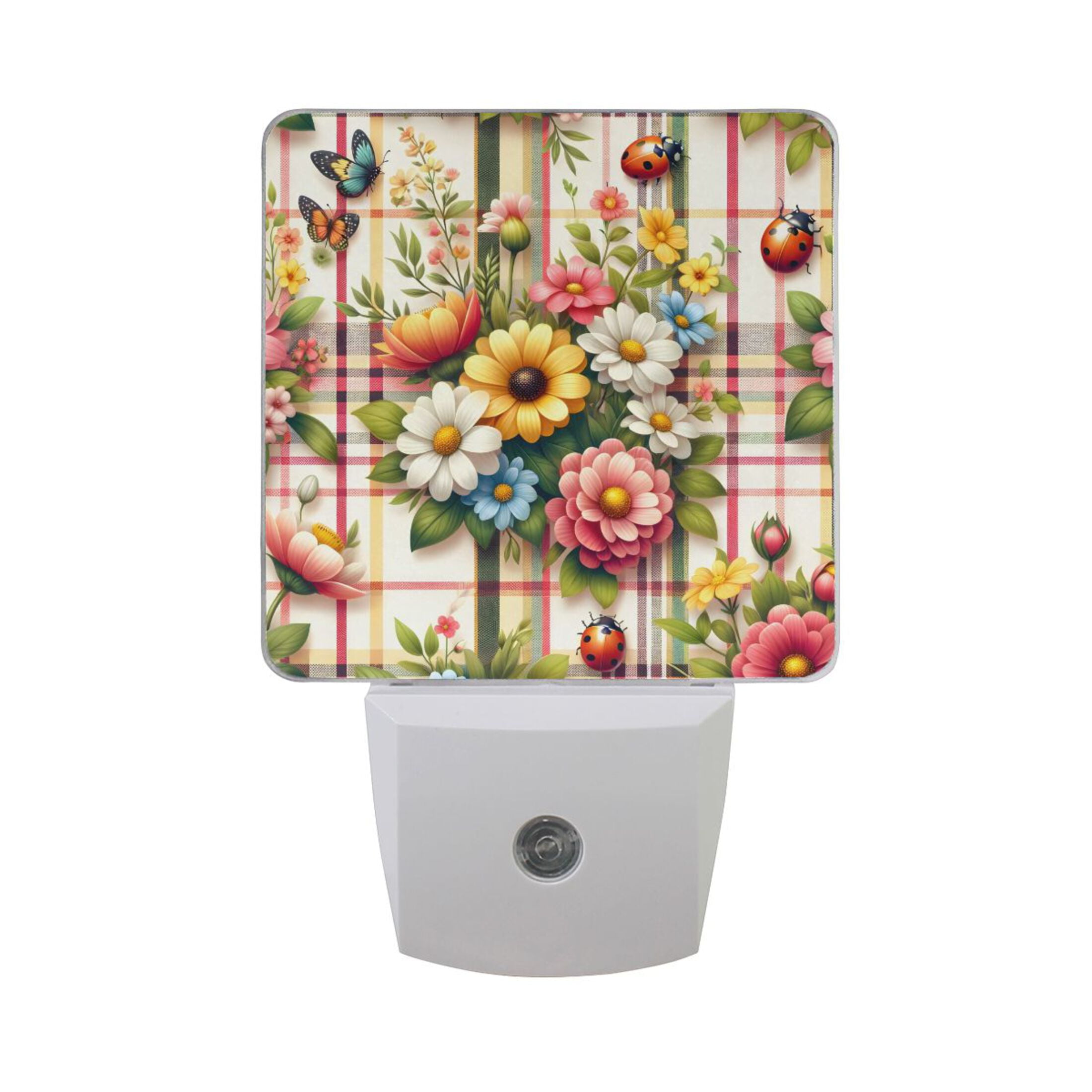 Flowers with Lady Bugs Night Light 2 Pack LED Nightlight Plug into Wall ...