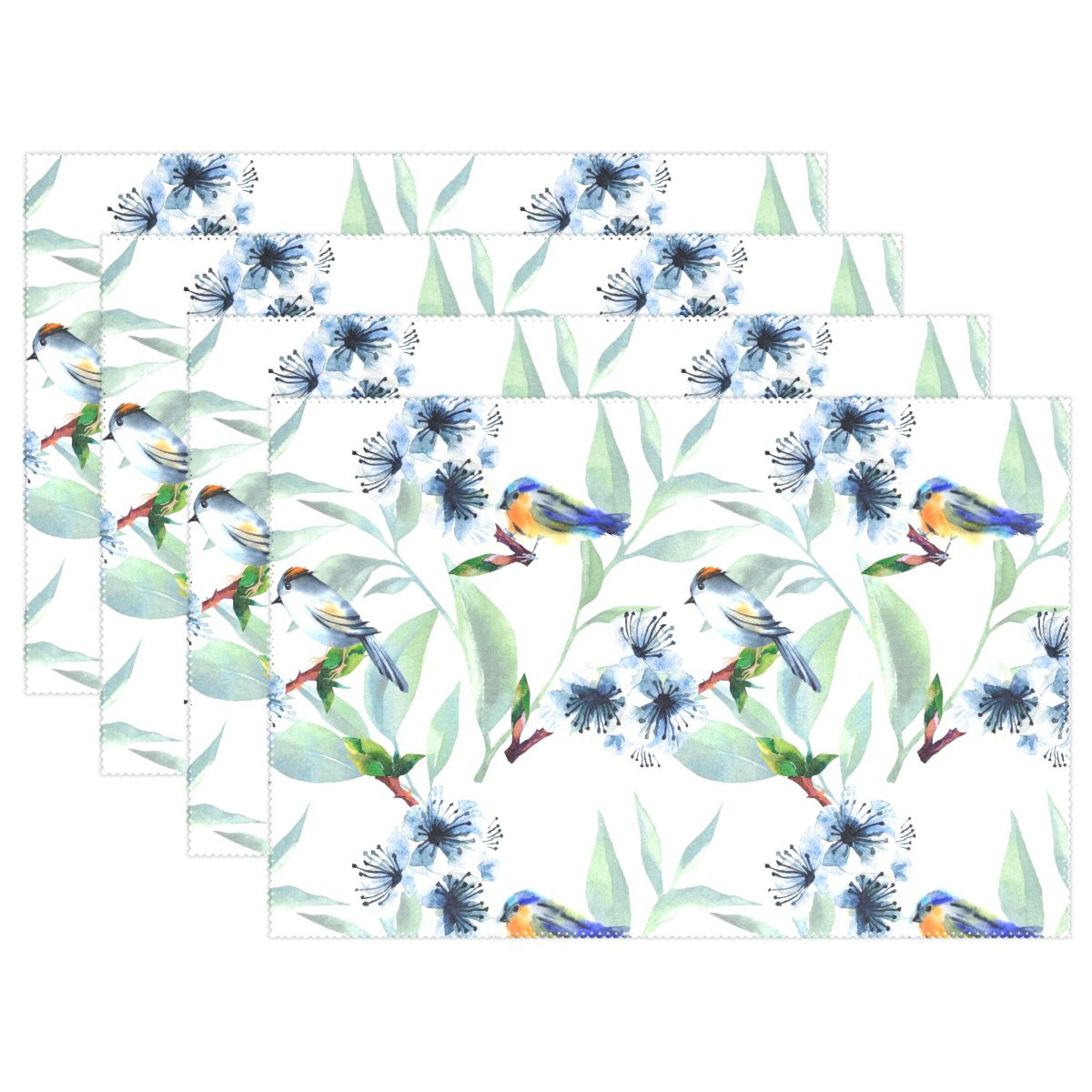 Flowers with Leaves Placemats Set of 4 Dining Table Mat Linen ...