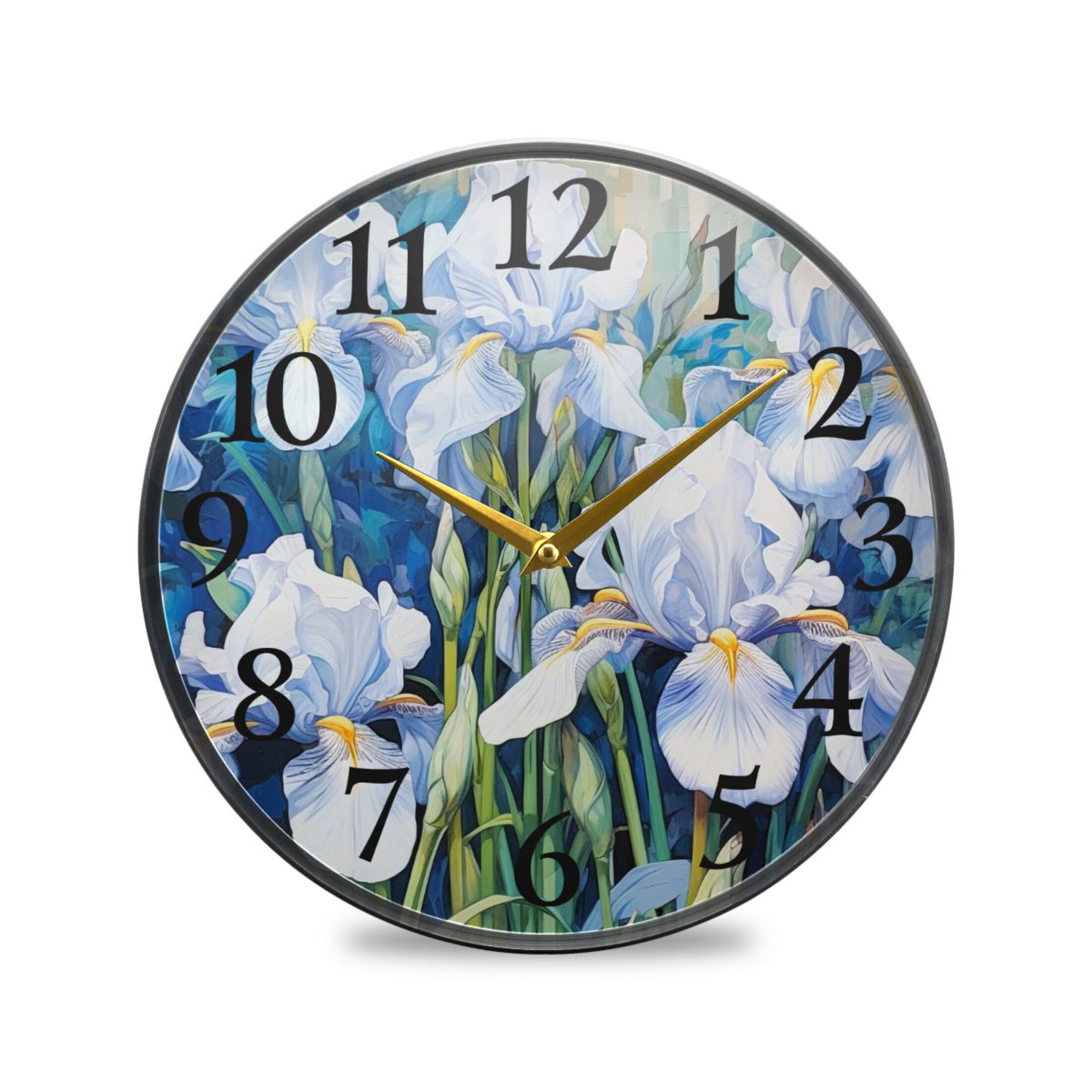 Flowers with Leaves Wall Clocks Battery Operated 11.9 Inch Round Clock ...