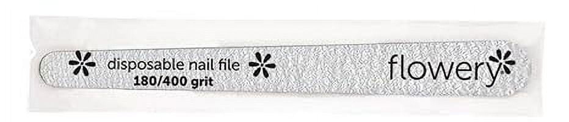 Flowery Disposable Nail File Wood Core 180/400 Grit, Silver, 100 Count ...