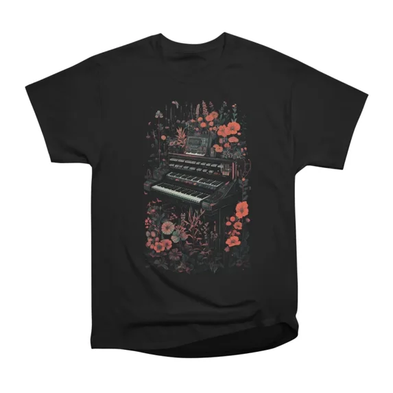 Flowery Piano Organ T-Shirt Tee Gift For Him Merch For Her Apparel For ...