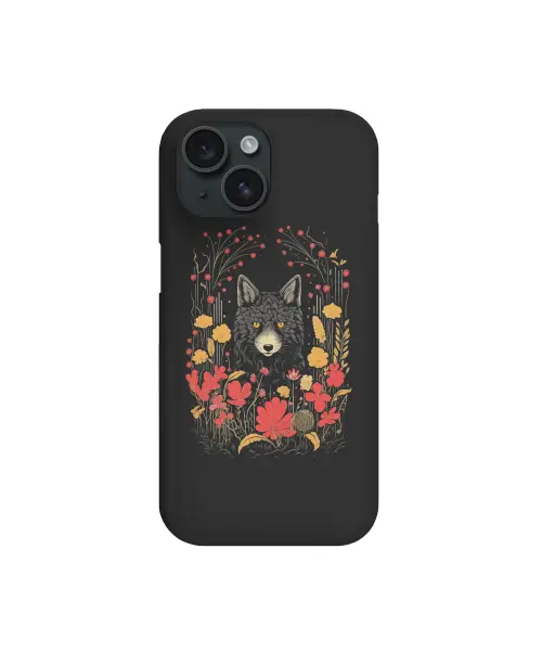 Flowery Wolf Botanical Animal Gothic Phone Case for iPhone 16 15 14 13 ...
