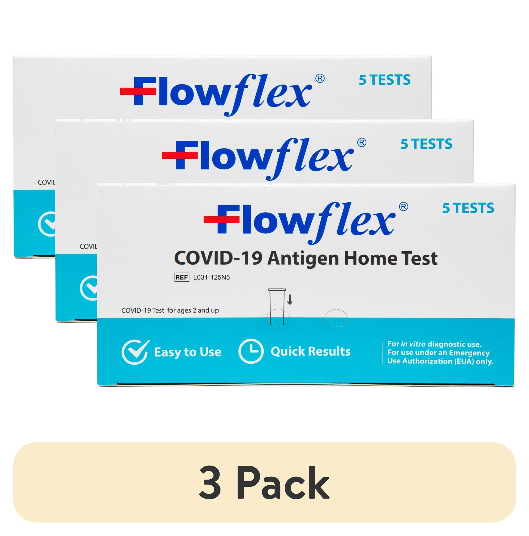 (3 pack) Flowflex® COVID-19 Antigen Home Test Kit, 1 Pack, 5 Tests ...