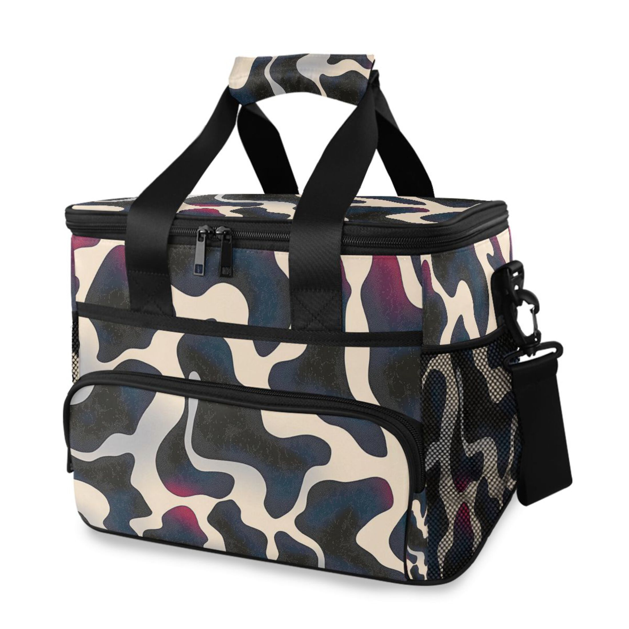 Flowing Blue Shapes Insulated Lunch Bag 15L Cooler Box for Women Men ...