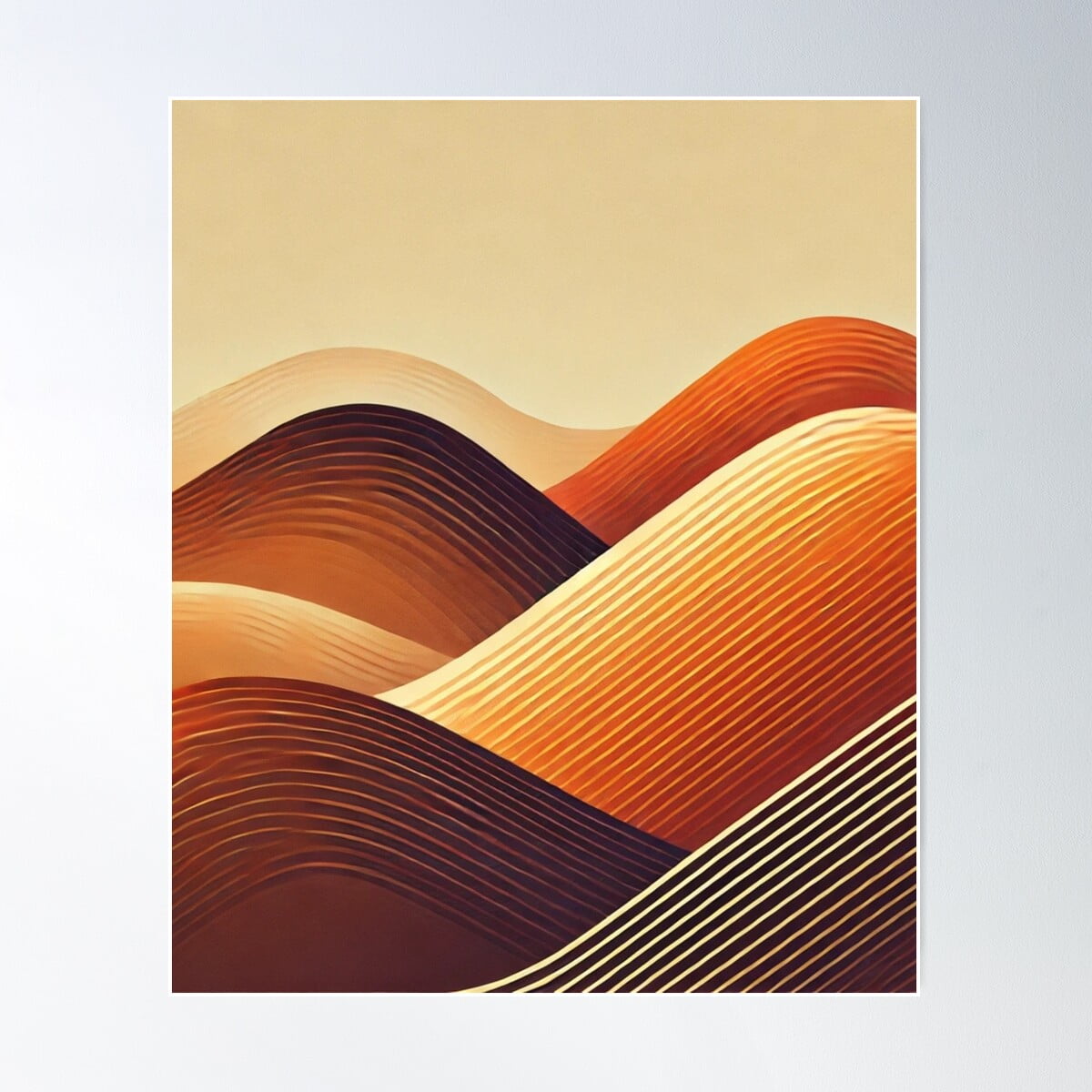 Flowing Dunes: Abstract Desert Landscape Poster Wall Art, Modern Wall ...