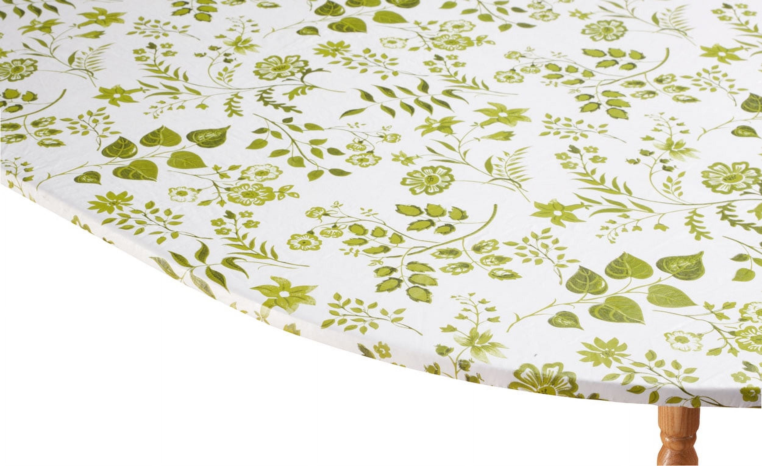 HSK Flowing Flowers Vinyl Elasticized Oval Table Cover with Fitted Edge ...