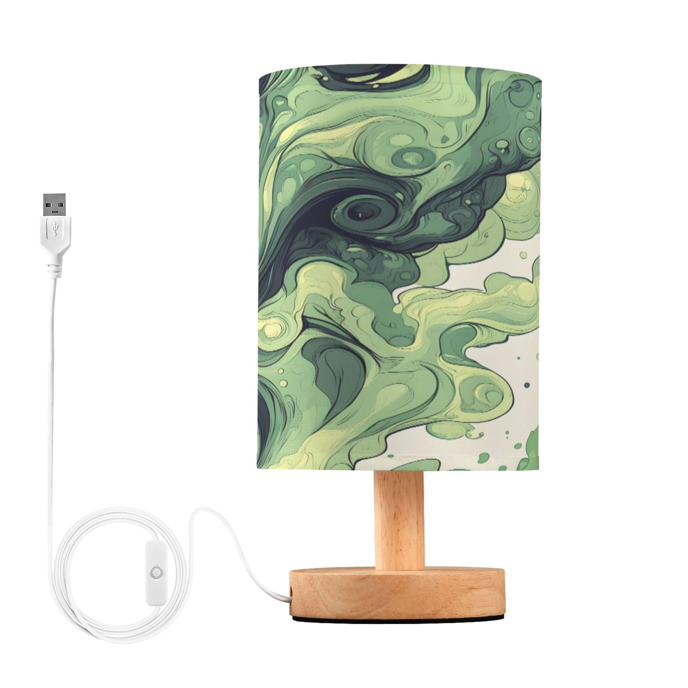 Flowing Green USB Powered Canvas Shade Desk Lamp LED Light with Stable ...