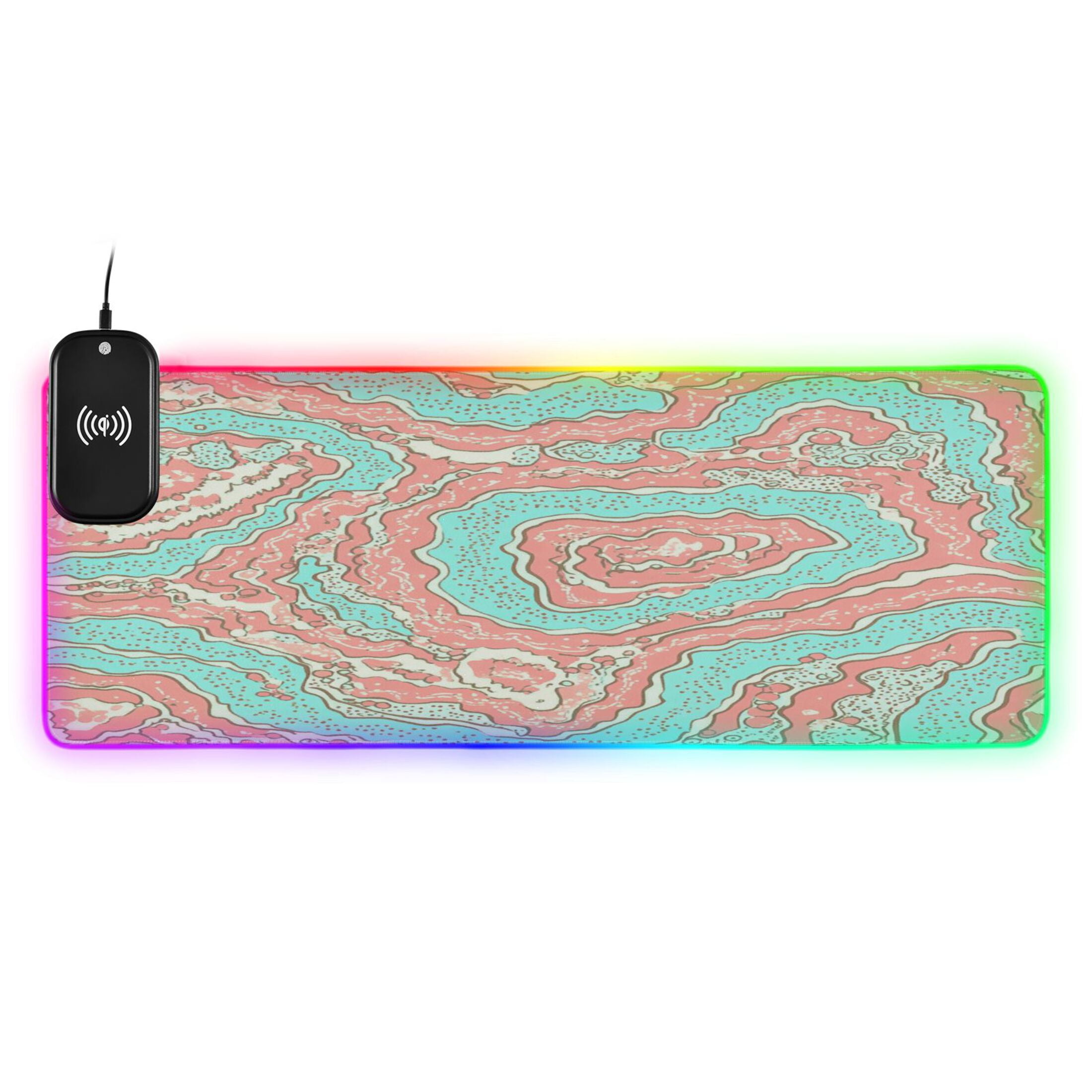 Flowing Pattern Design Large RGB Gaming Mouse Pad with Fast Wireless ...