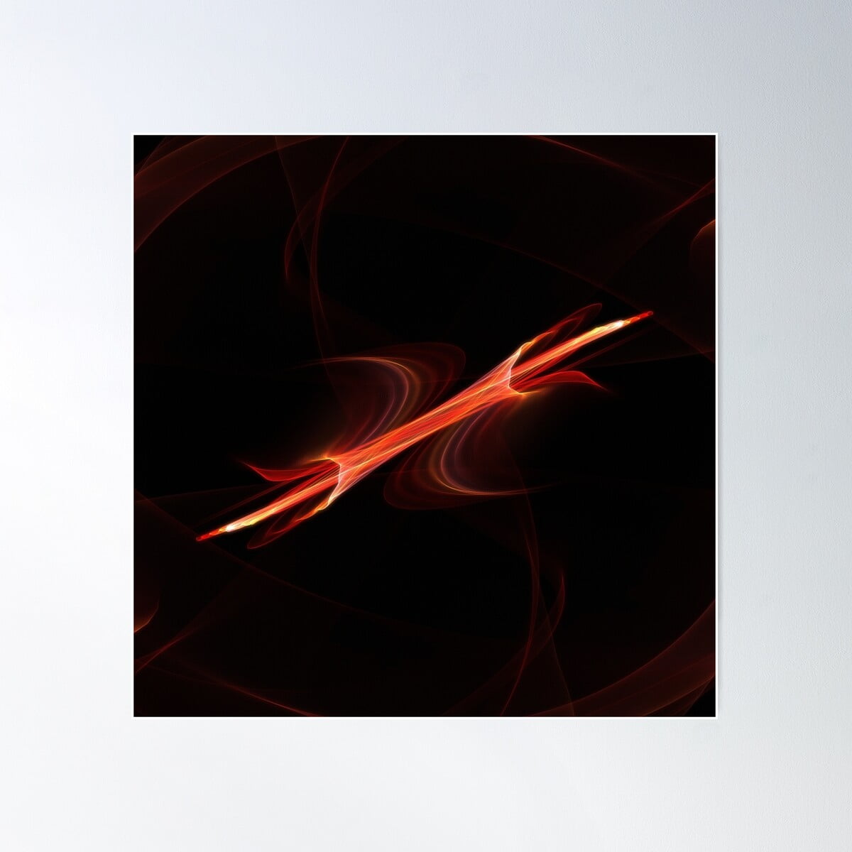 Flowing Red Quasar Abstract Art Poster Wall Art, Modern Wall Decor For ...