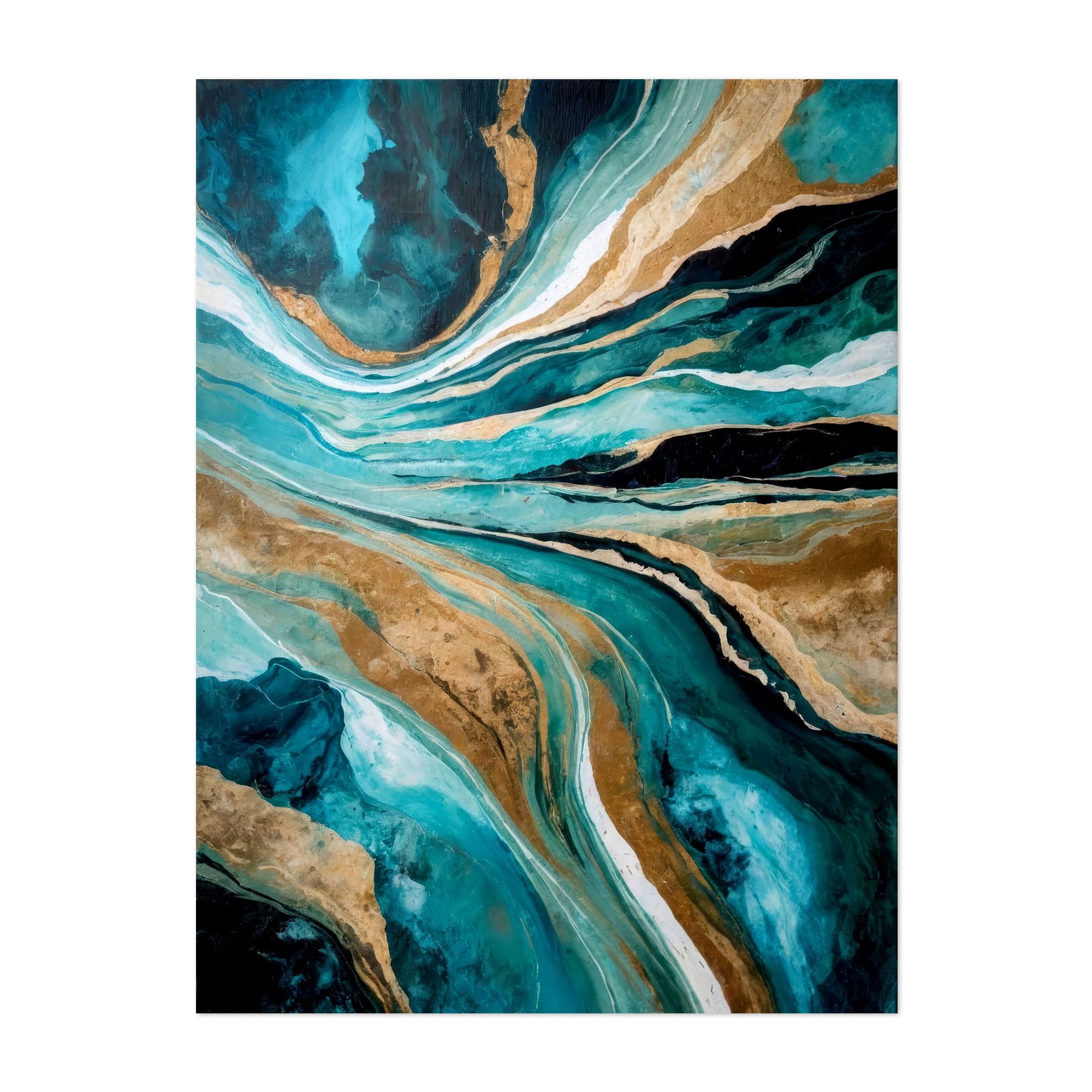 Flowing Through Time - Digital Art Abstract Modern Art Geometric Ocean ...
