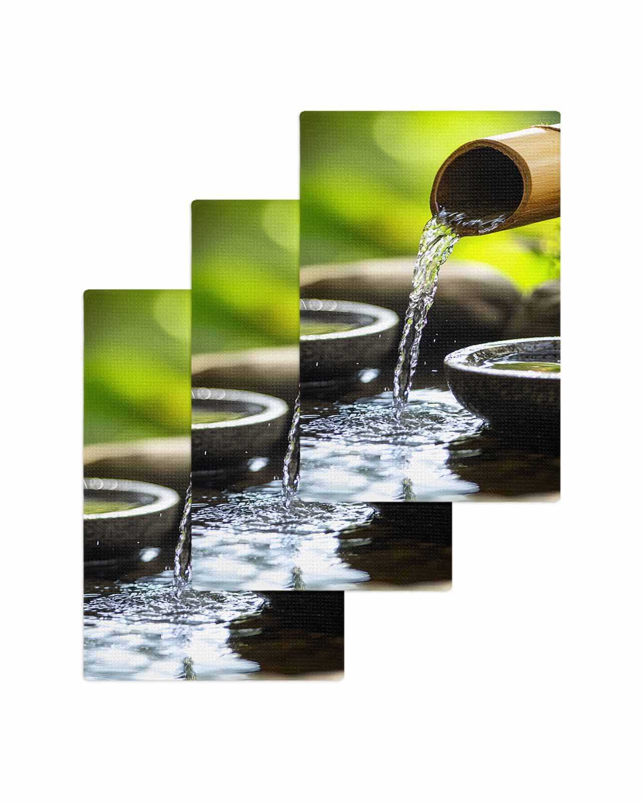 Flowing Water Zen Stones Kitchen Dish Towels for Drying Dishes Set of 3 ...