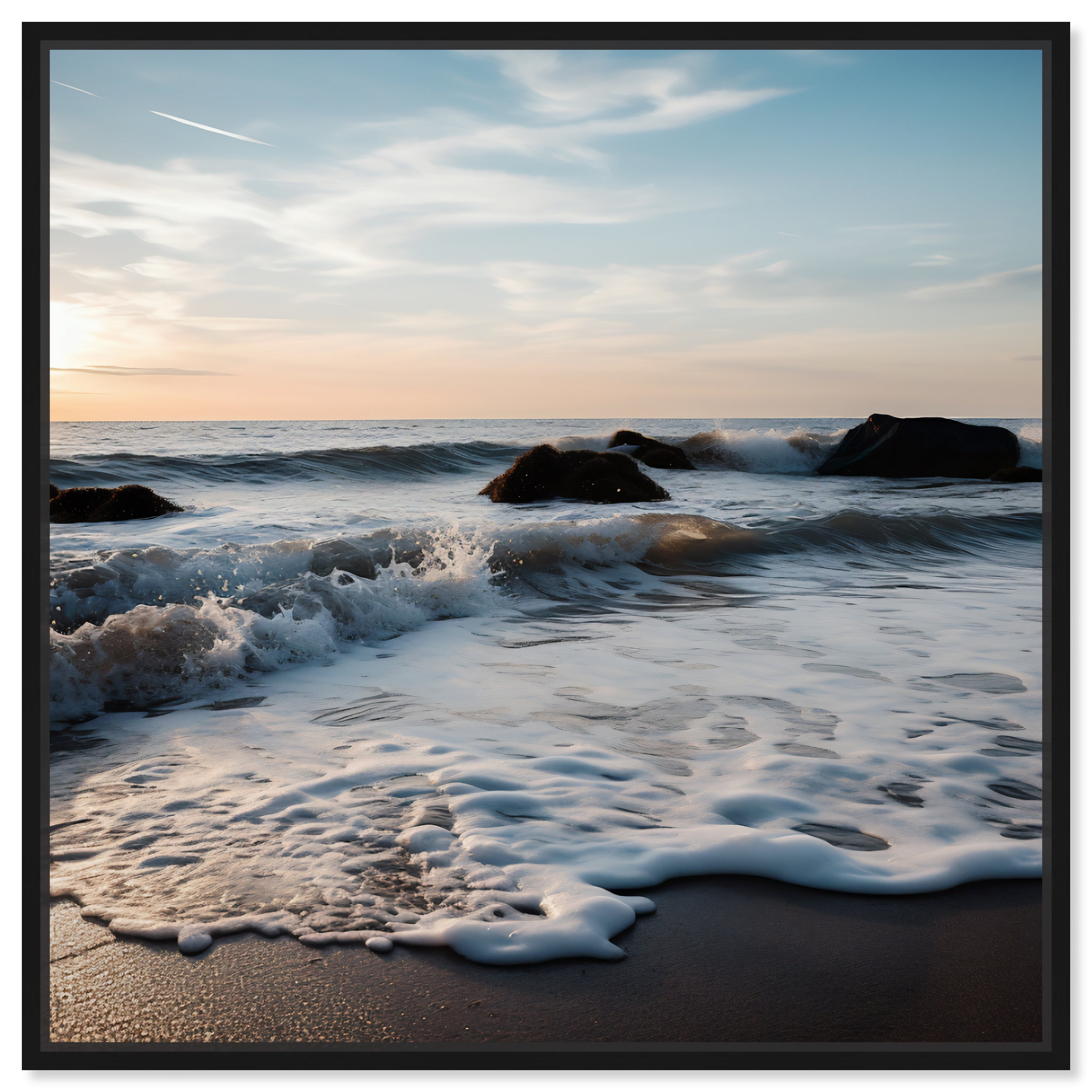 Flowing Waves Landscape Photography Canvas Wall Art by Notoriart, Black ...