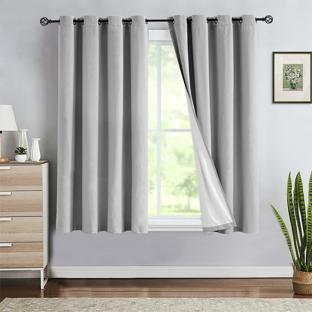 Flowpartex Gray Linen Full Blackout Window Curtain Panels 2 Pcs for ...