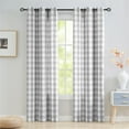 Flowpartex Grey & White Plaid Semi Sheer Curtains, Grommet Top, 40"Wx95 ...