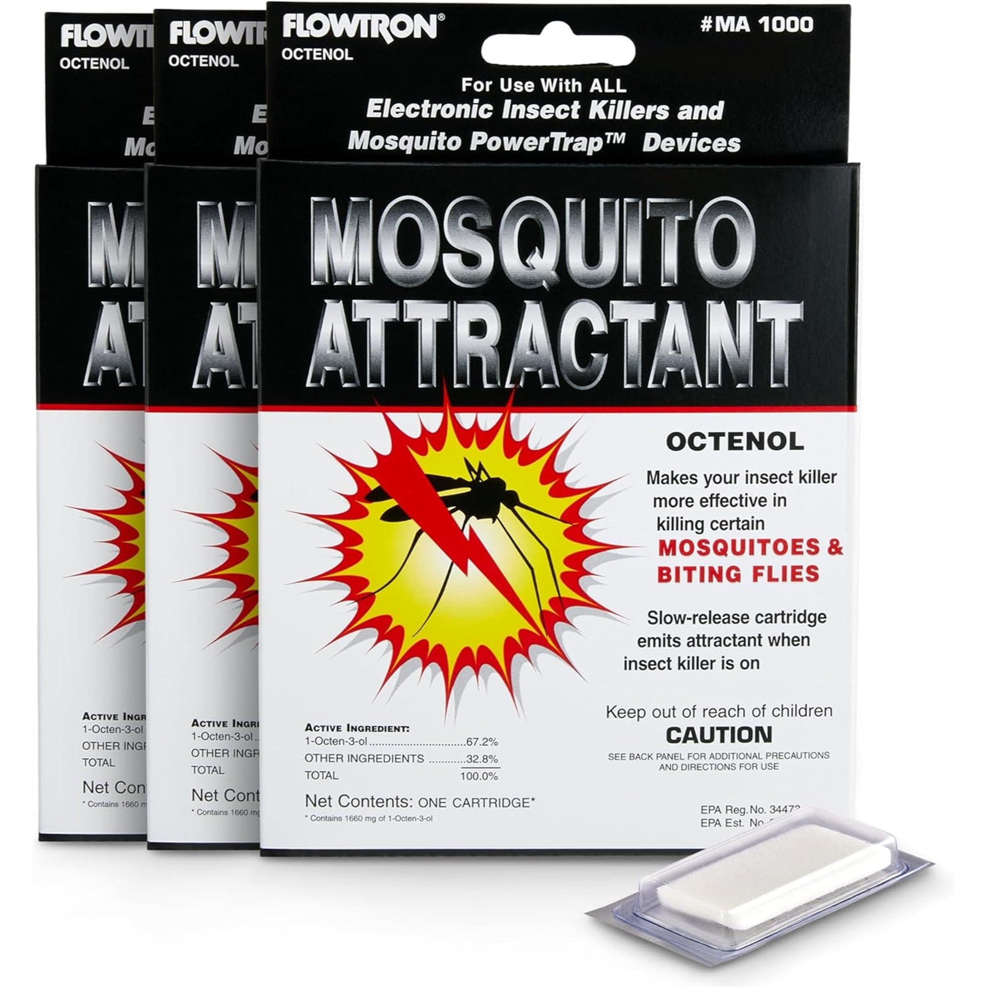 Flowtron Octenol Mosquito Attractant Cartridge, 3-Pack, Compatible with ...