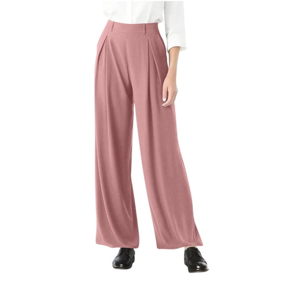 Flowy Pleated Wide Leg Pants for Women Lightweight High Waist Elastic ...