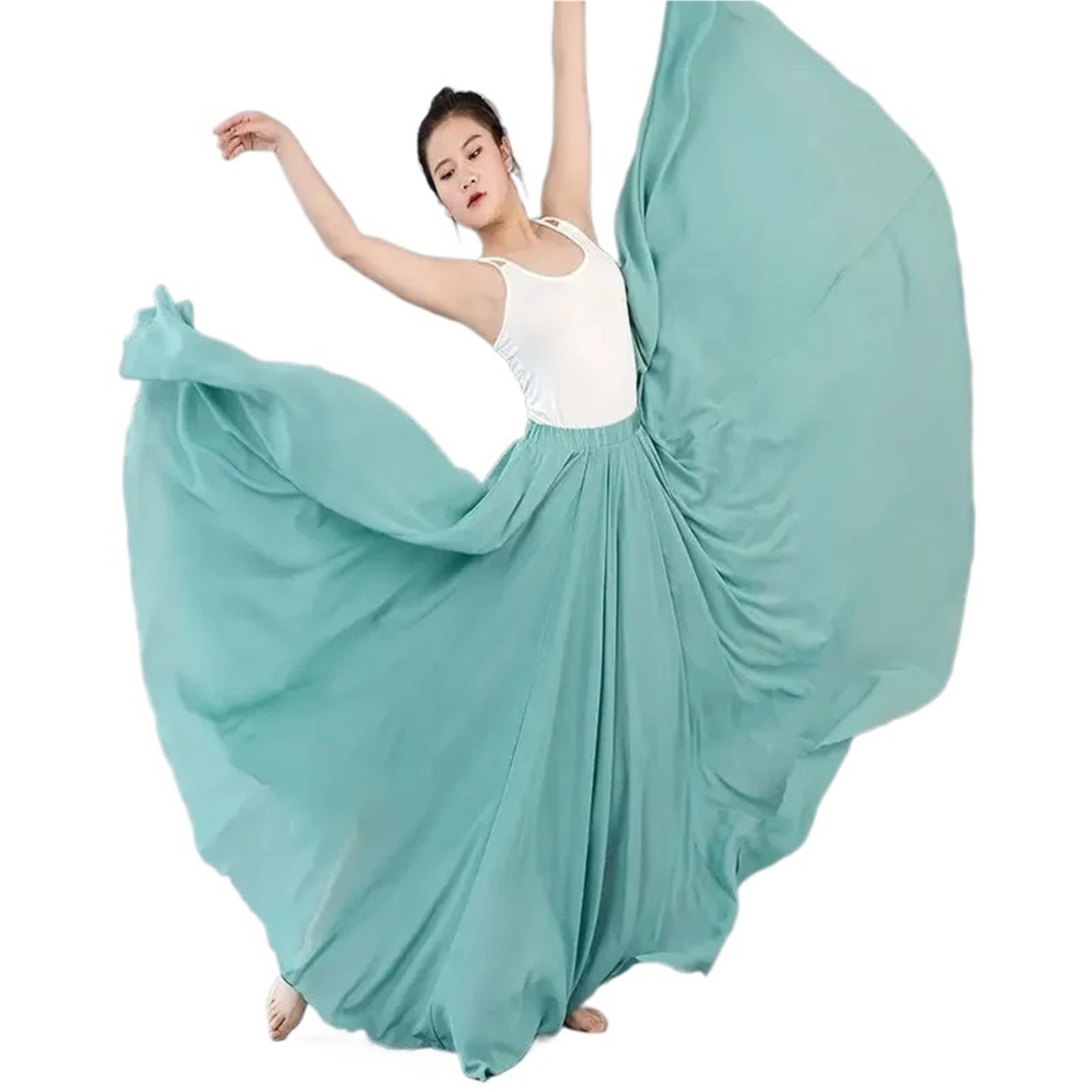 Flowy Satin Dance Skirts 360/540/720 Degree Chiffon Skirt Ballet Belly ...