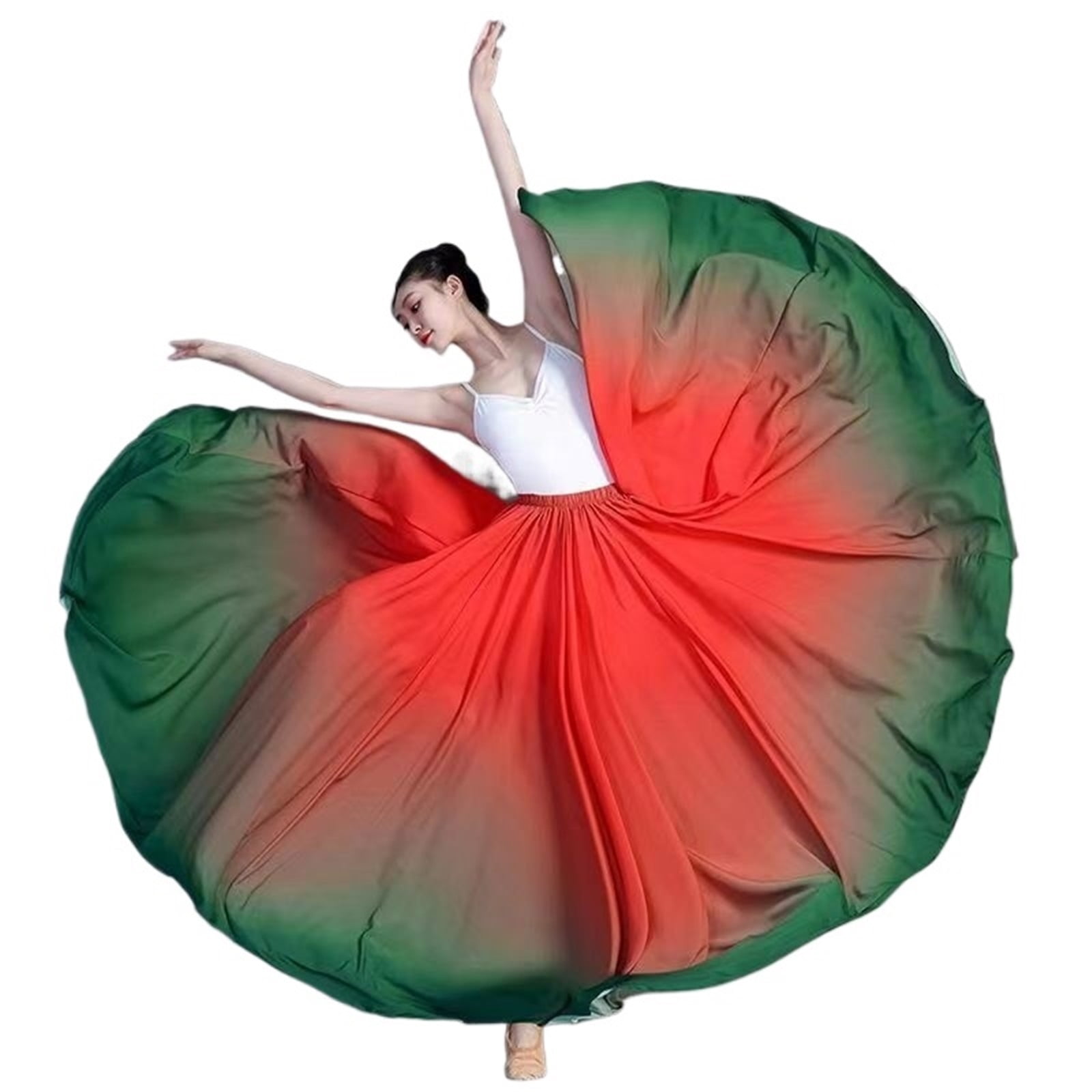 Flowy Satin Dance Skirts 360-720 Degree Dance Performer Gradient Skirts ...