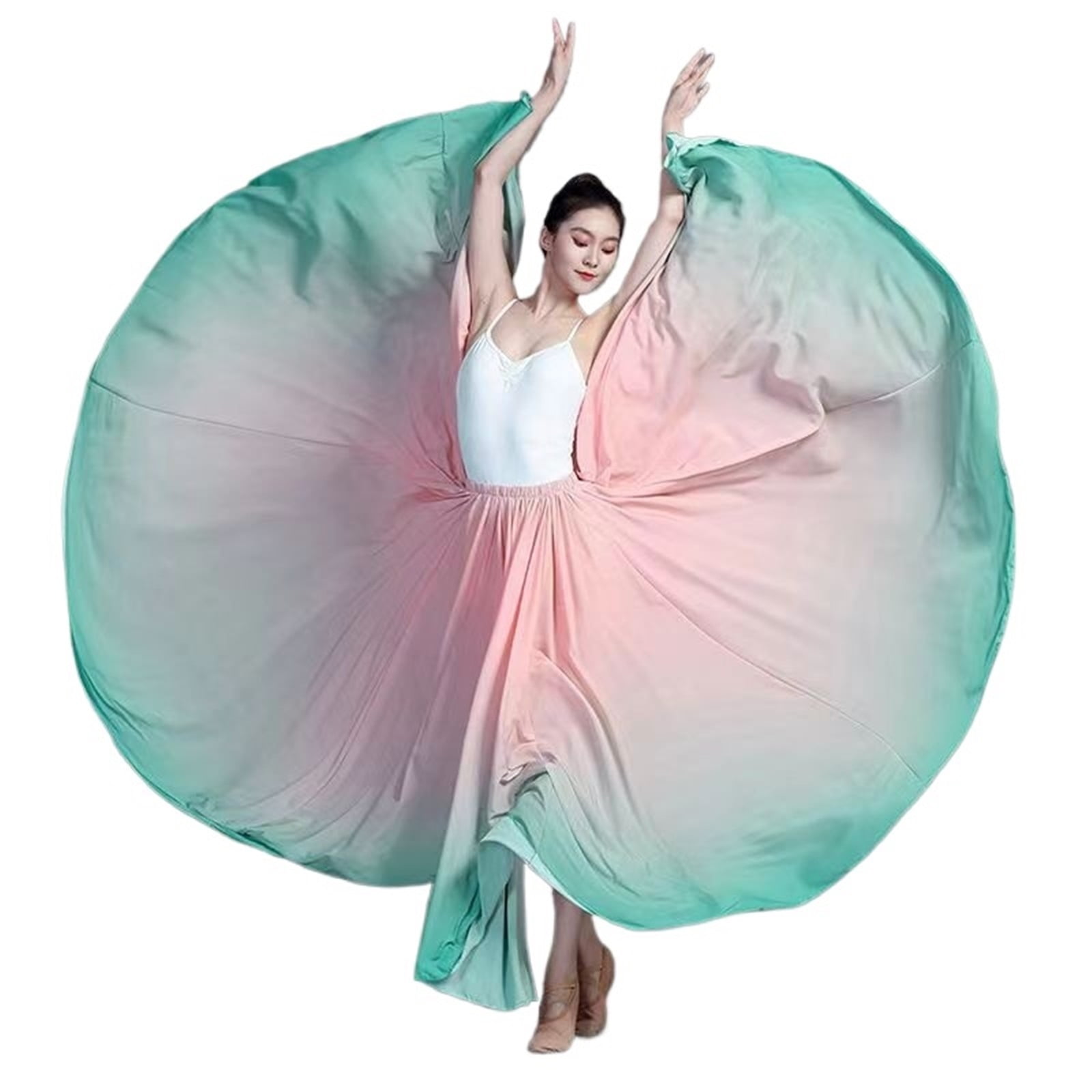 Flowy Satin Dance Skirts 360-720 Degree Dance Performer Gradient Skirts ...