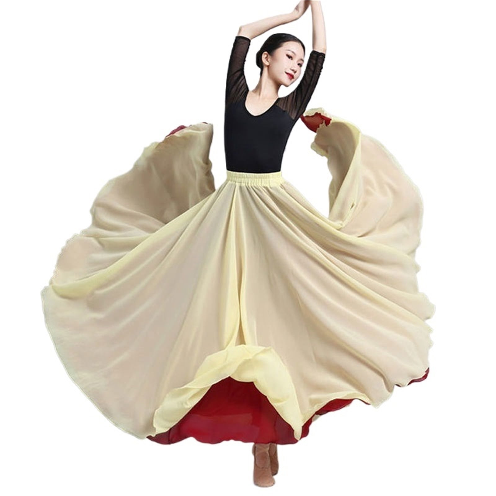 Flowy Satin Dance Skirts 540/630 Degree Classical Dance Skirt Women ...