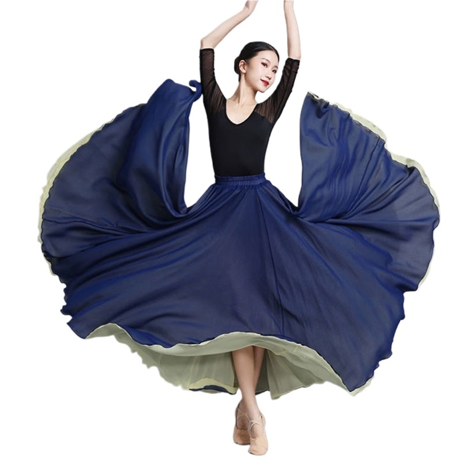Flowy Satin Dance Skirts 540/630 Degree Classical Dance Skirt Women ...