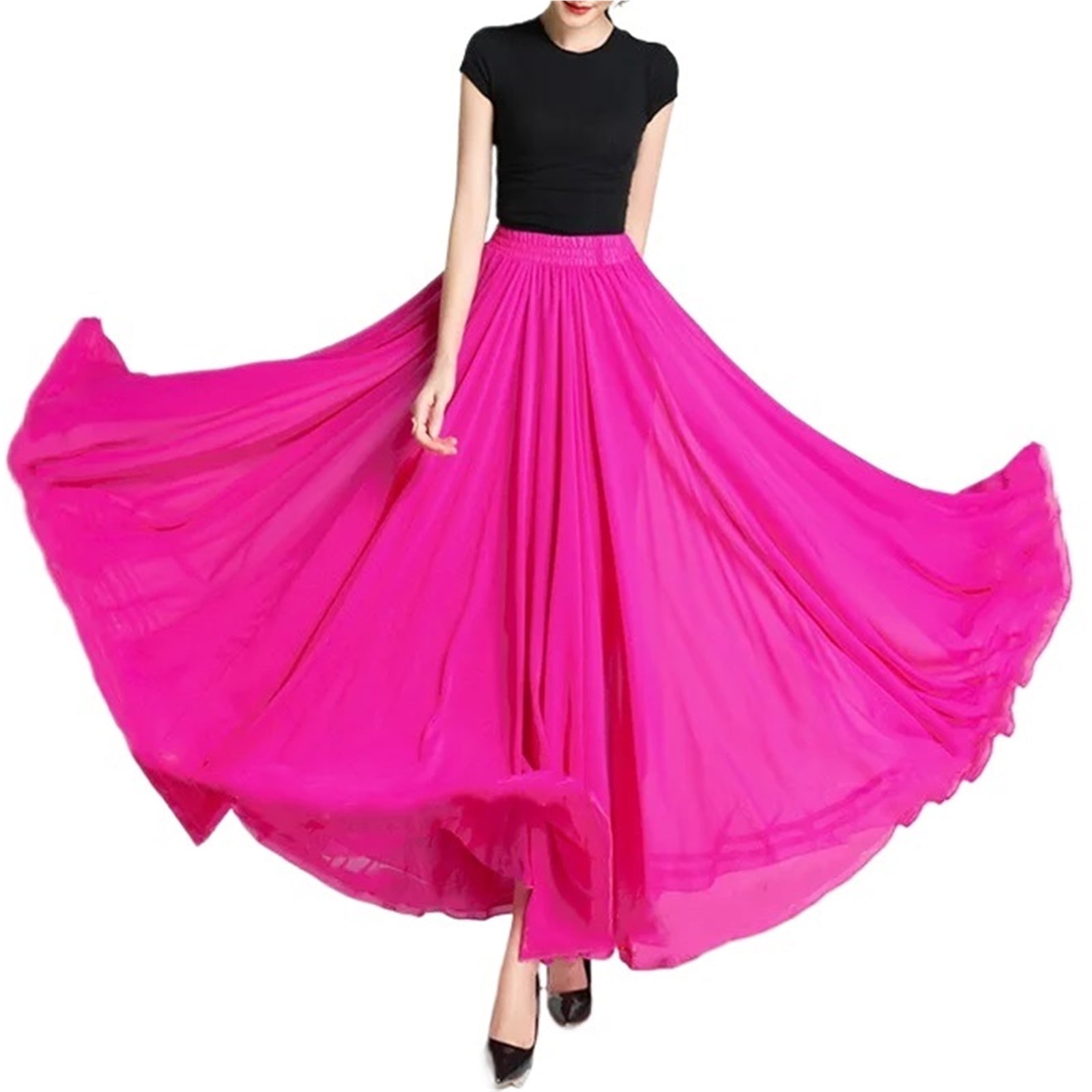 Flowy Satin Dance Skirts 720 Degree Chiffon Skirt Ballet Dance Costume ...