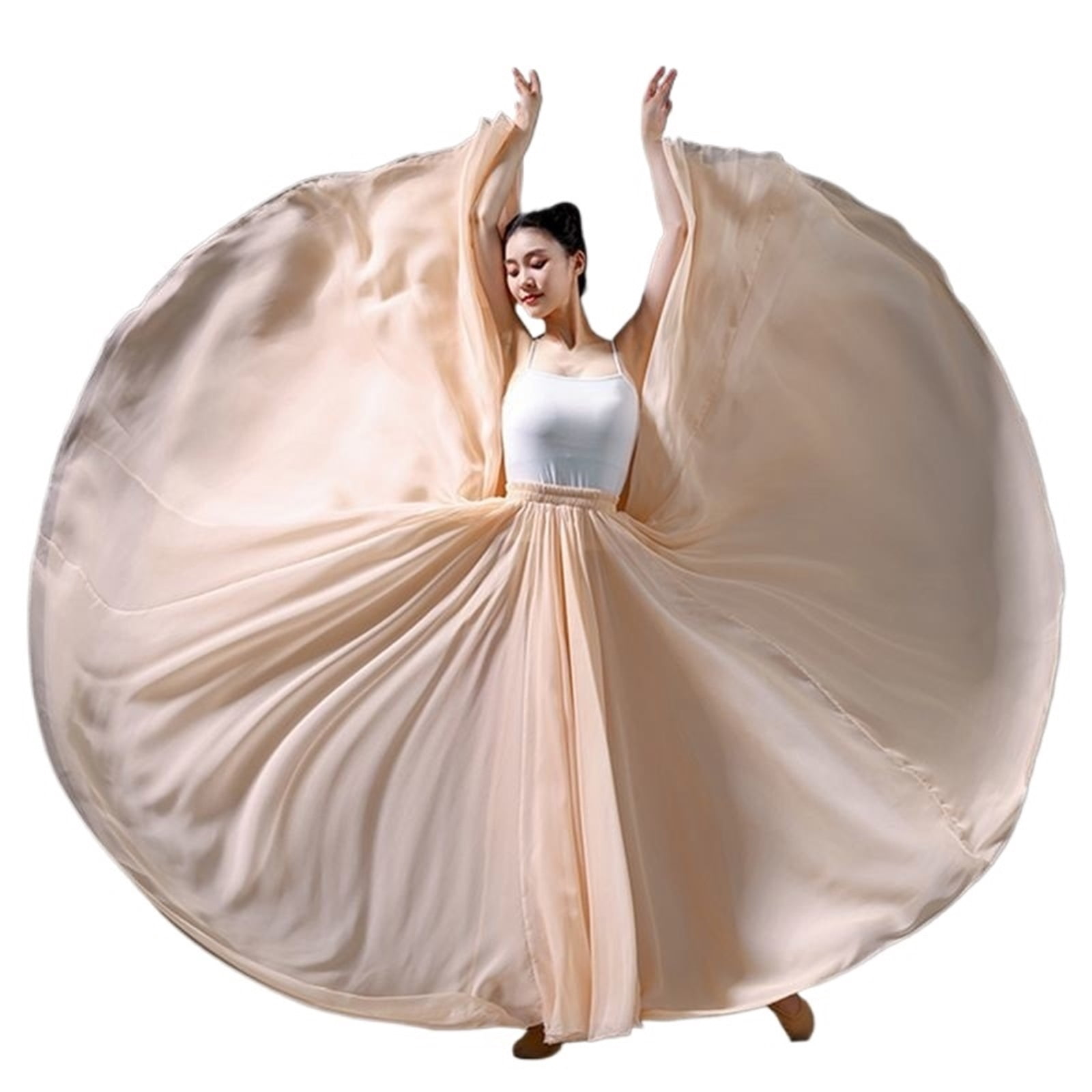 Flowy Satin Dance Skirts Belly Dance Practice Skirt Dance Large Swing ...